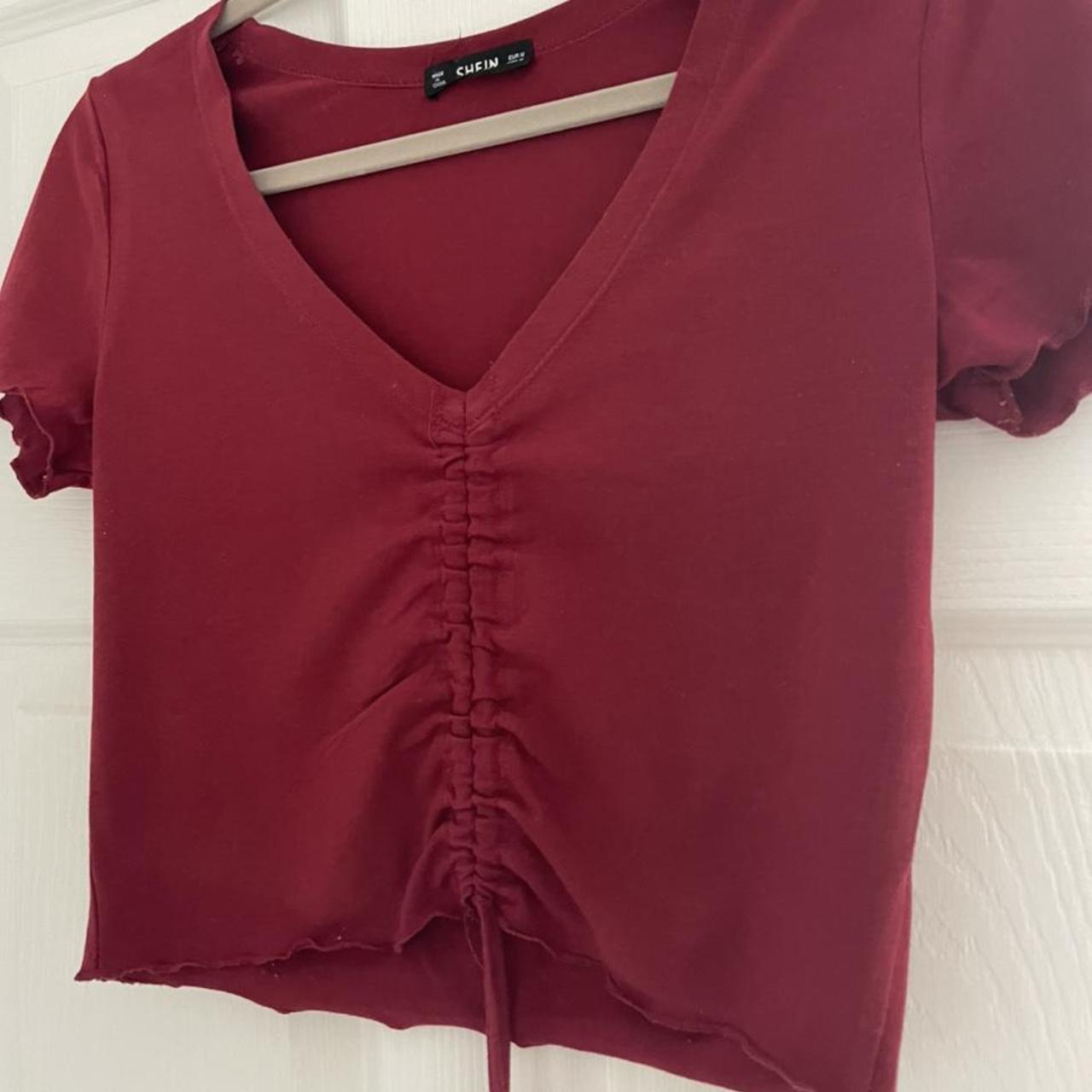 SHEIN Women's Burgundy Crop-top | Depop
