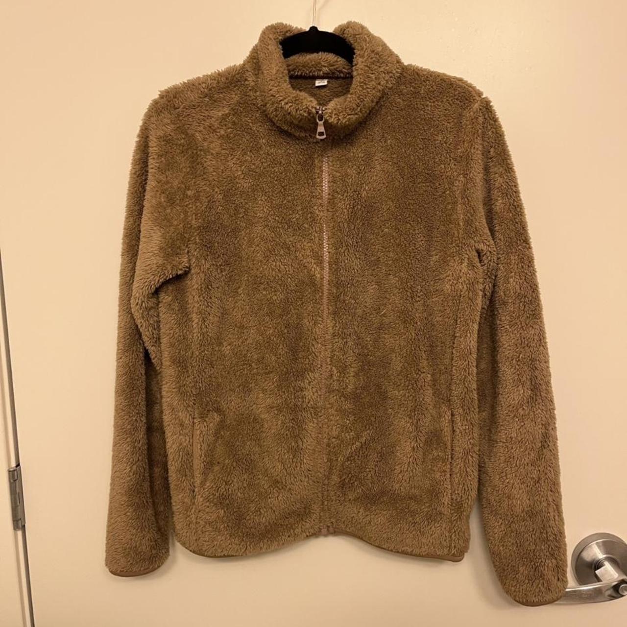 uniqlo fluffy jacket - size m - super soft and... - Depop