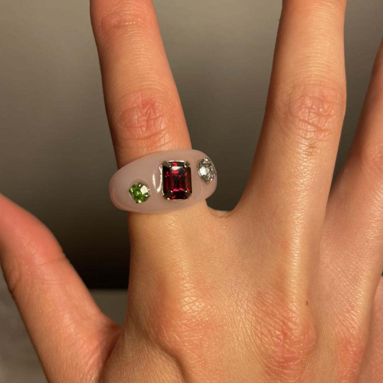 super pretty light pink marble resin ring with... - Depop