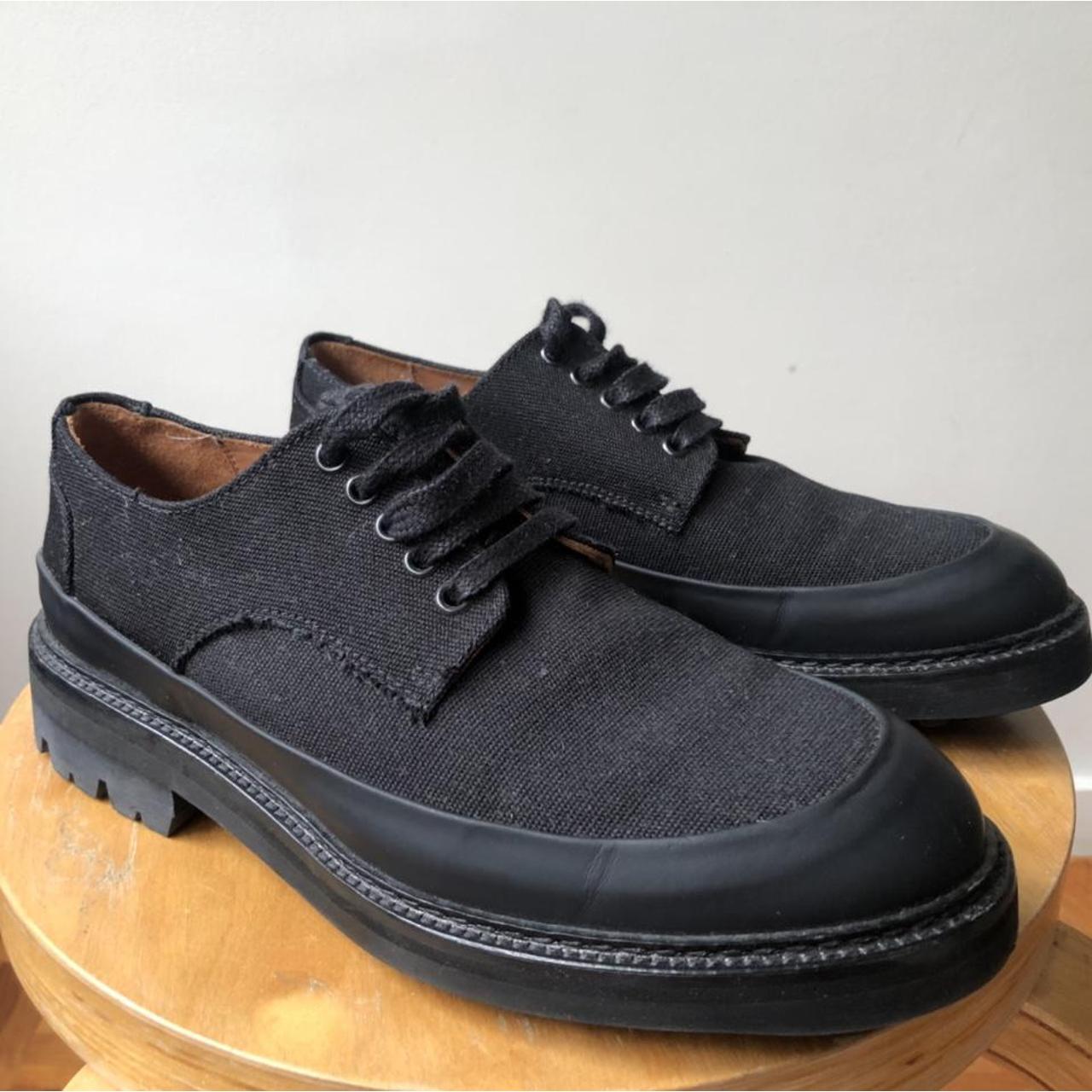 Canvas brogue shoe by YMC You Must Create shoe Black... - Depop