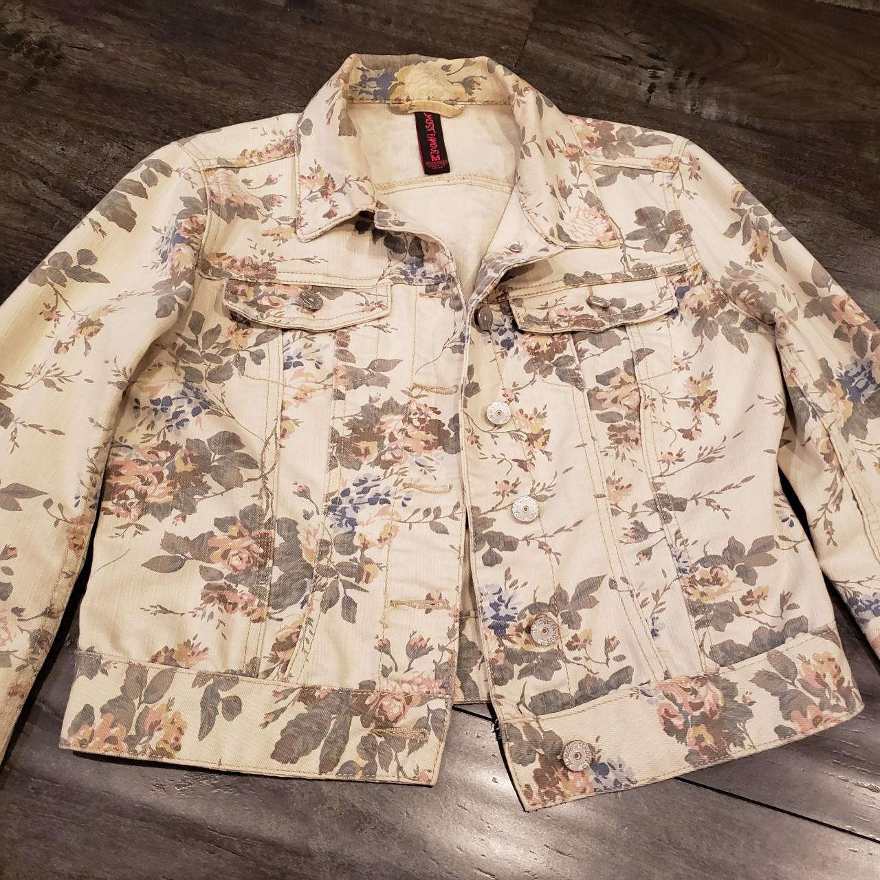 Floral Denim Jacket Almost Famous Brand Size... | Depop
