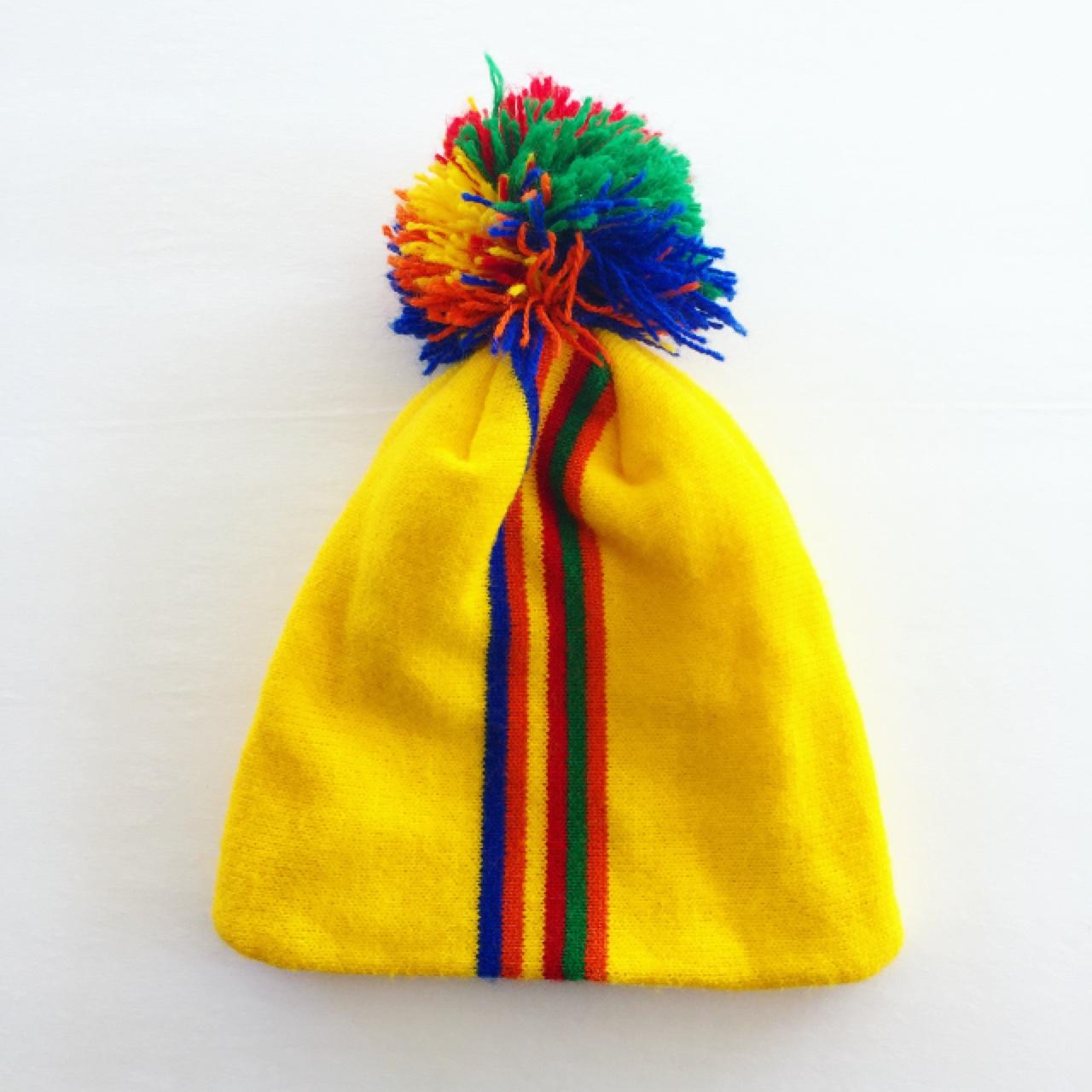Vintage Yellow Rainbow Ski Cap #vintage #beanie... - Depop