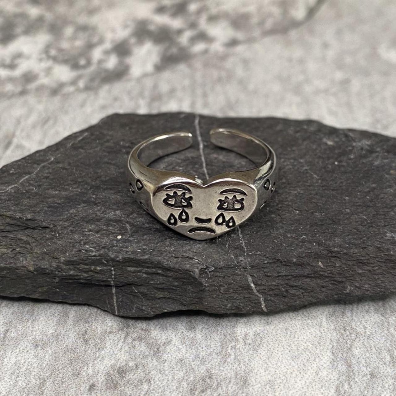 Silver Sad Heart Ring Adjustable to fit any... - Depop