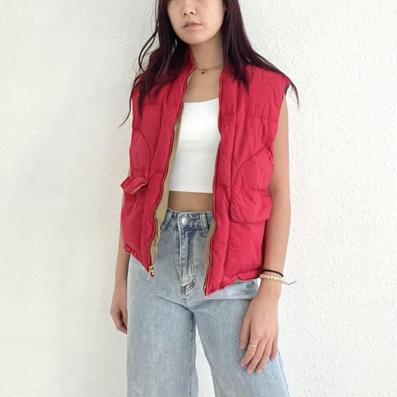 RED PUFFER VEST -this vest is comfortable and in... - Depop