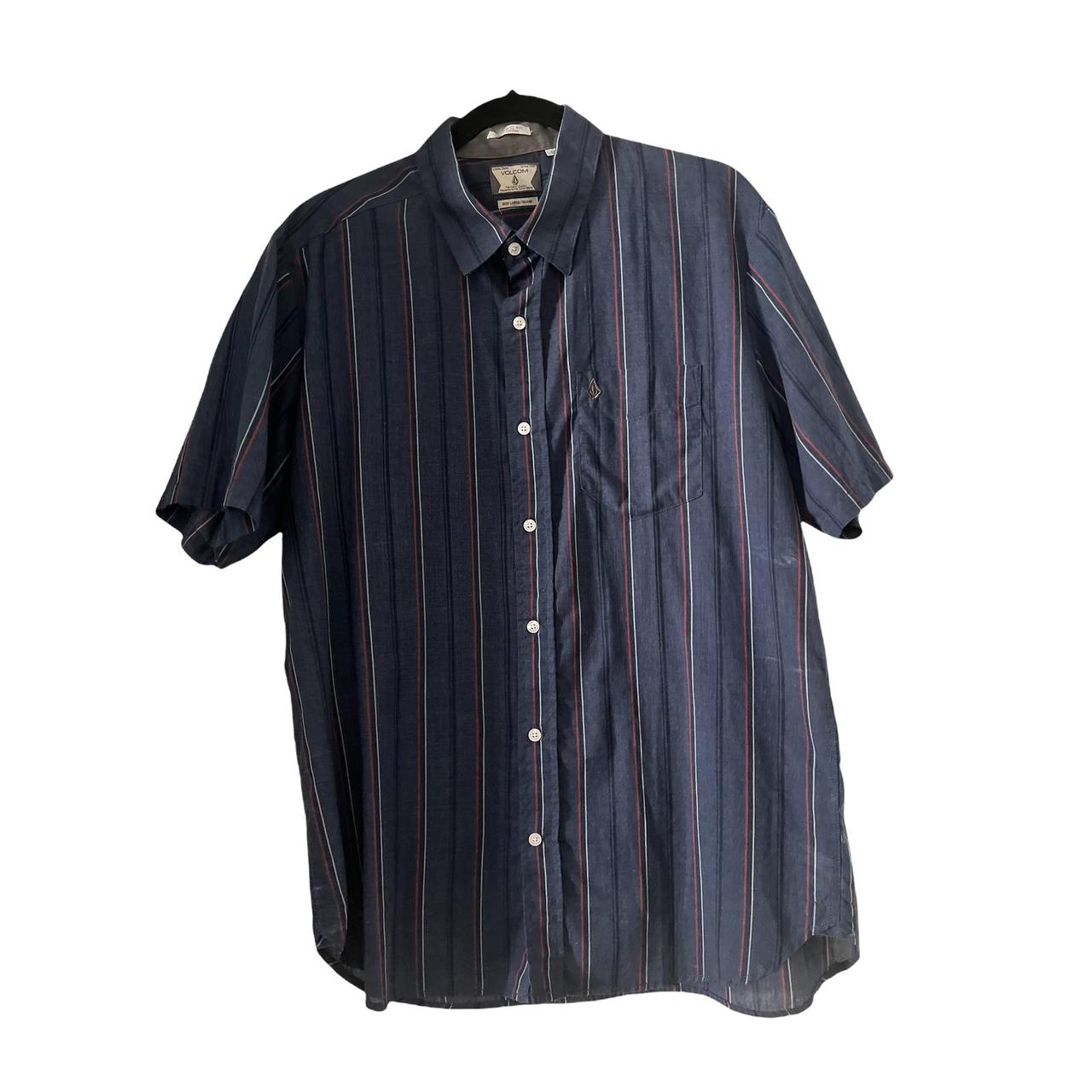 Volcom Blue Stripped Button Down Shirt Classic Fit... - Depop
