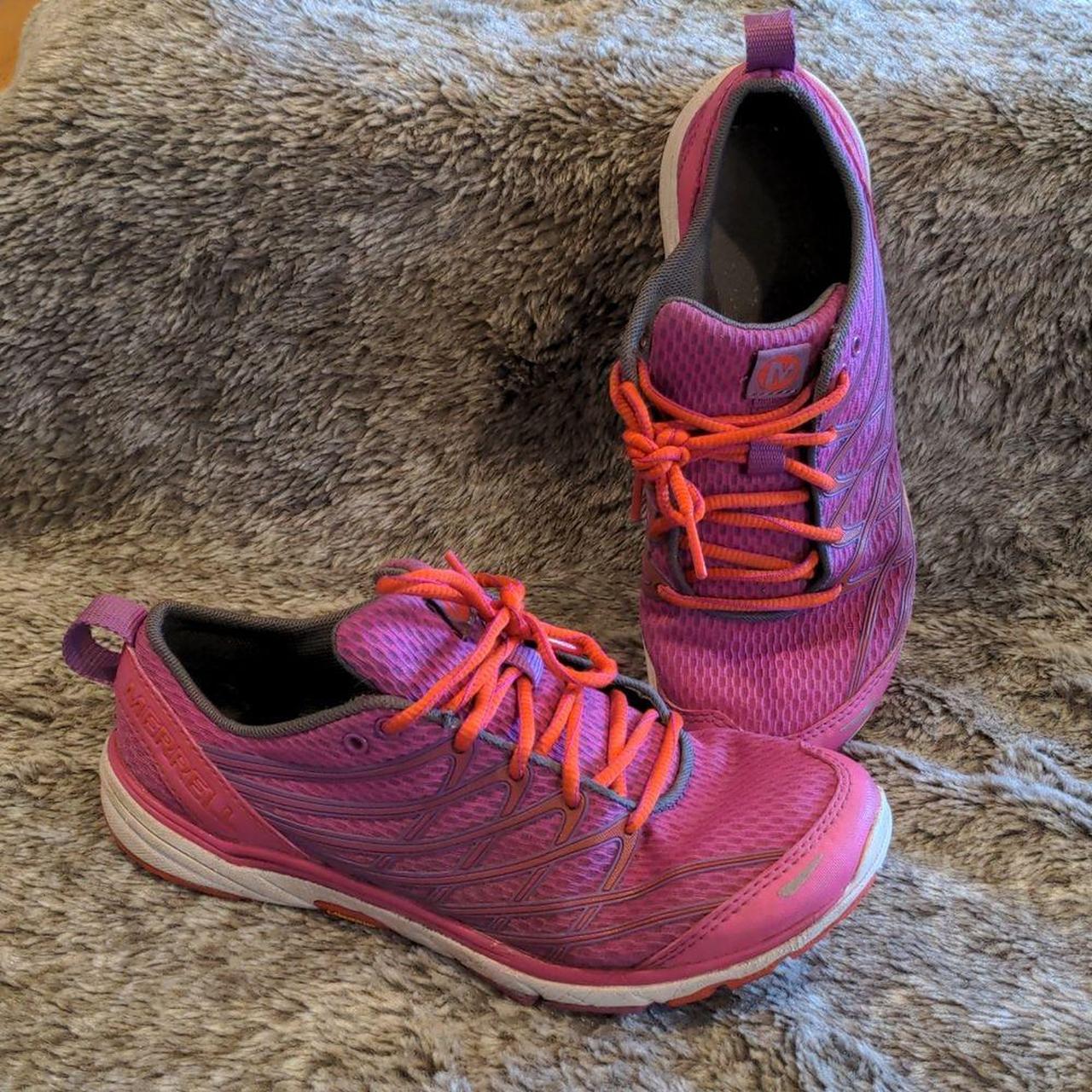 See photos for wear. Pink Purple color way. Laces... - Depop