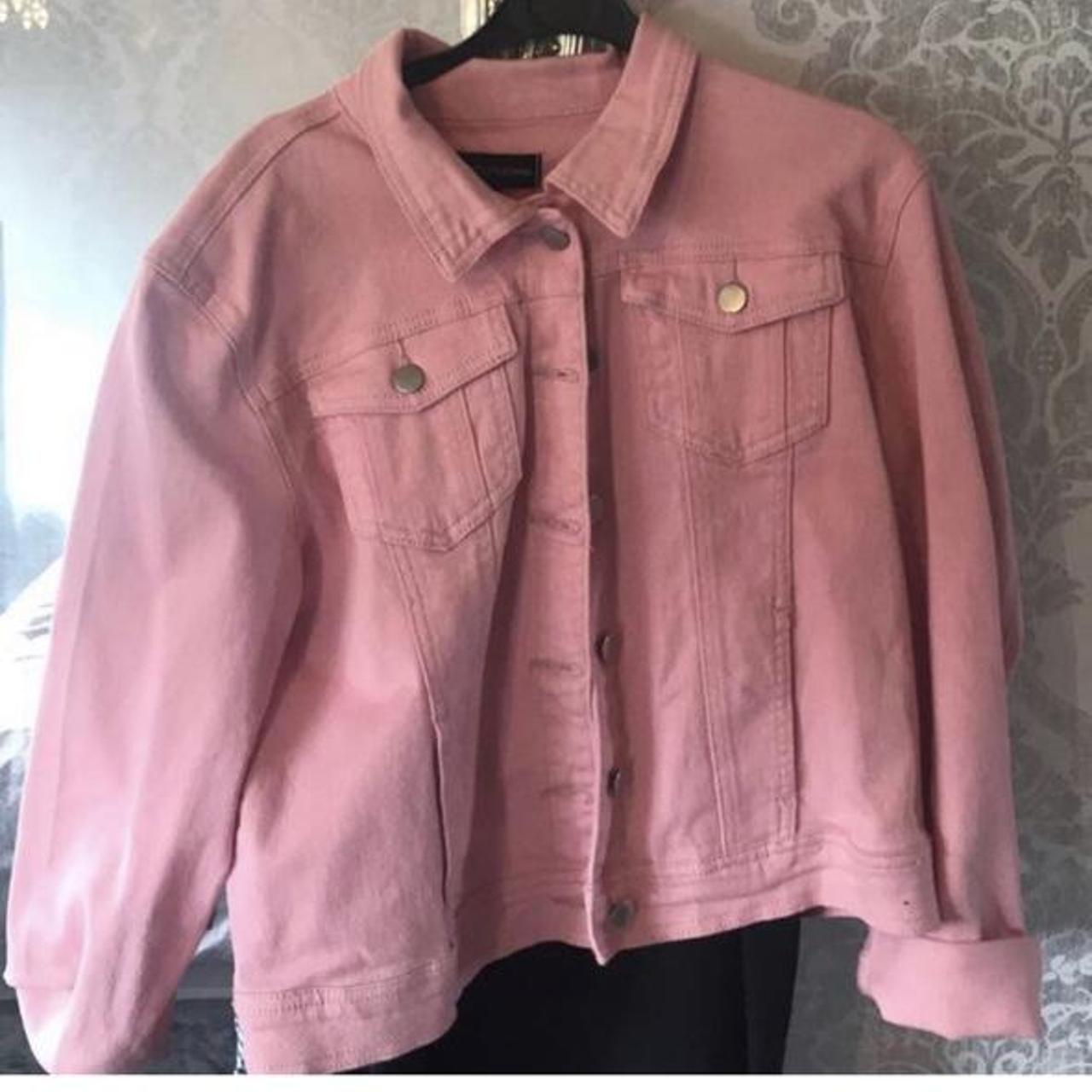 Pretty little thing pink denim jacket . Size 10 but... - Depop