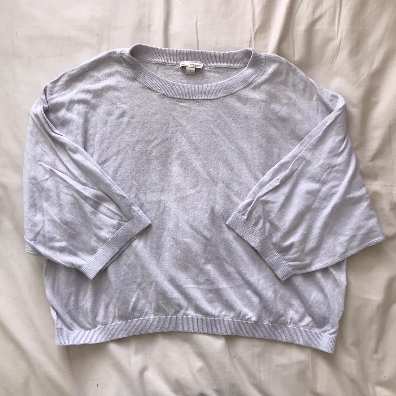 lilac thin top/jumper from Gap, has slight stains on... - Depop