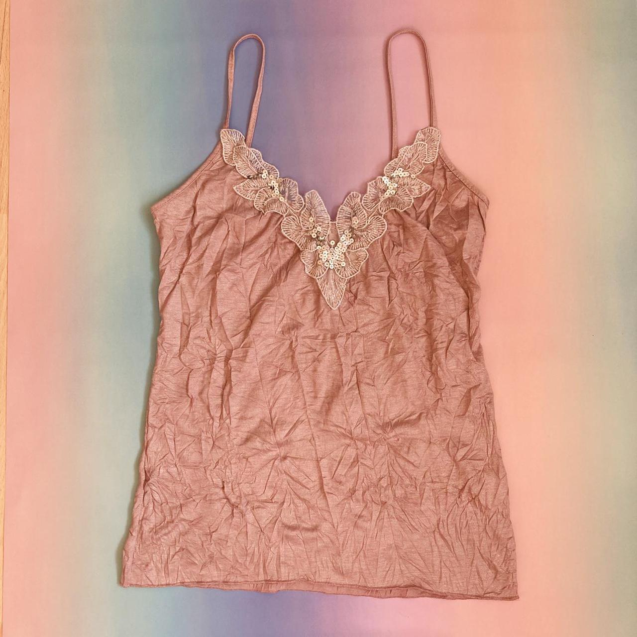 Iridescent metallic pink cami vest top 🦋🦋🦋 Pale... - Depop