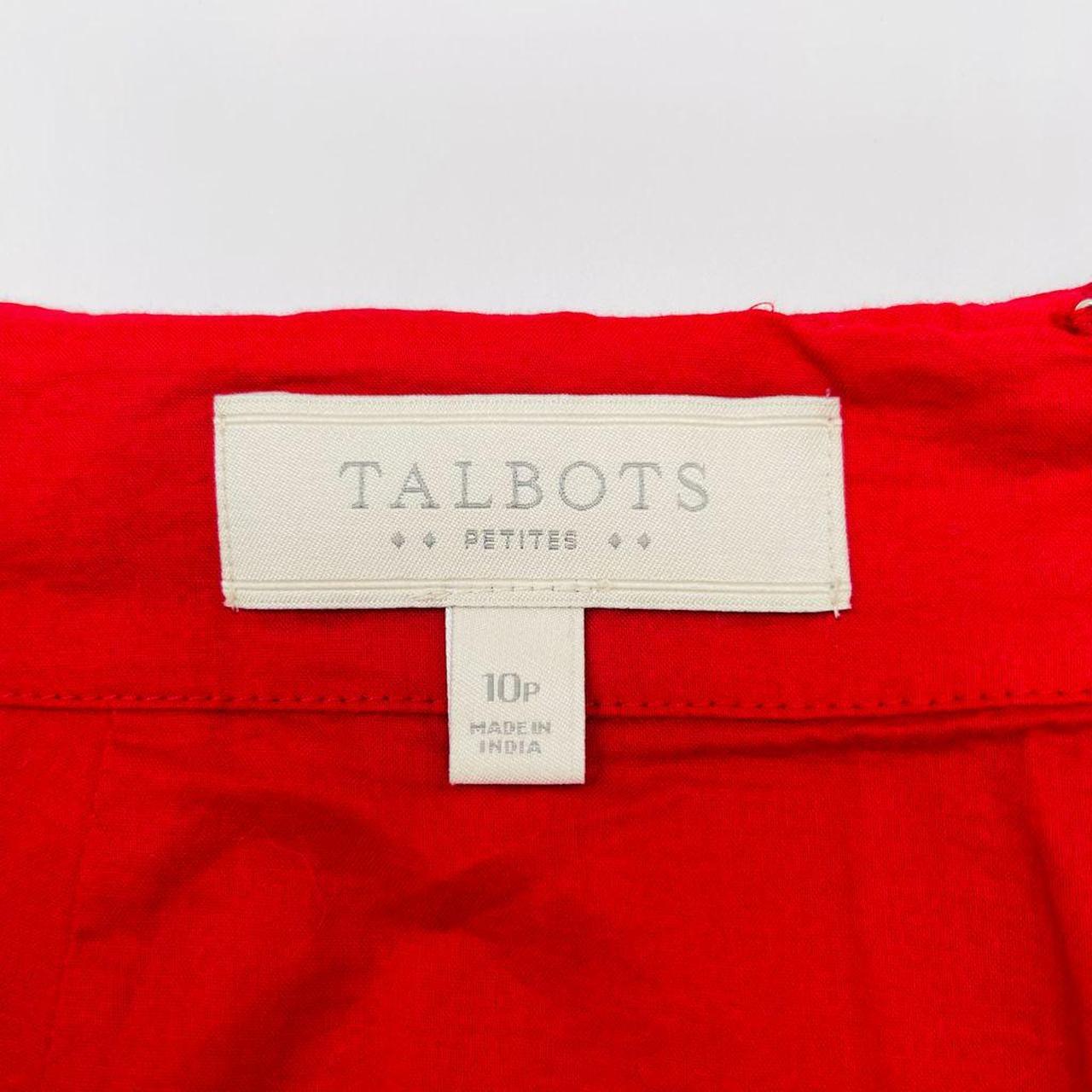 Talbots Red and White Floral Embroidered Skirt Size... - Depop