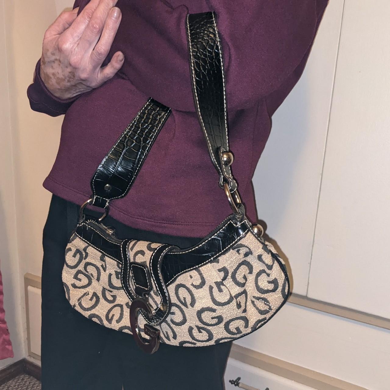 Guess brown and gold G mini clutch bag Big G... - Depop