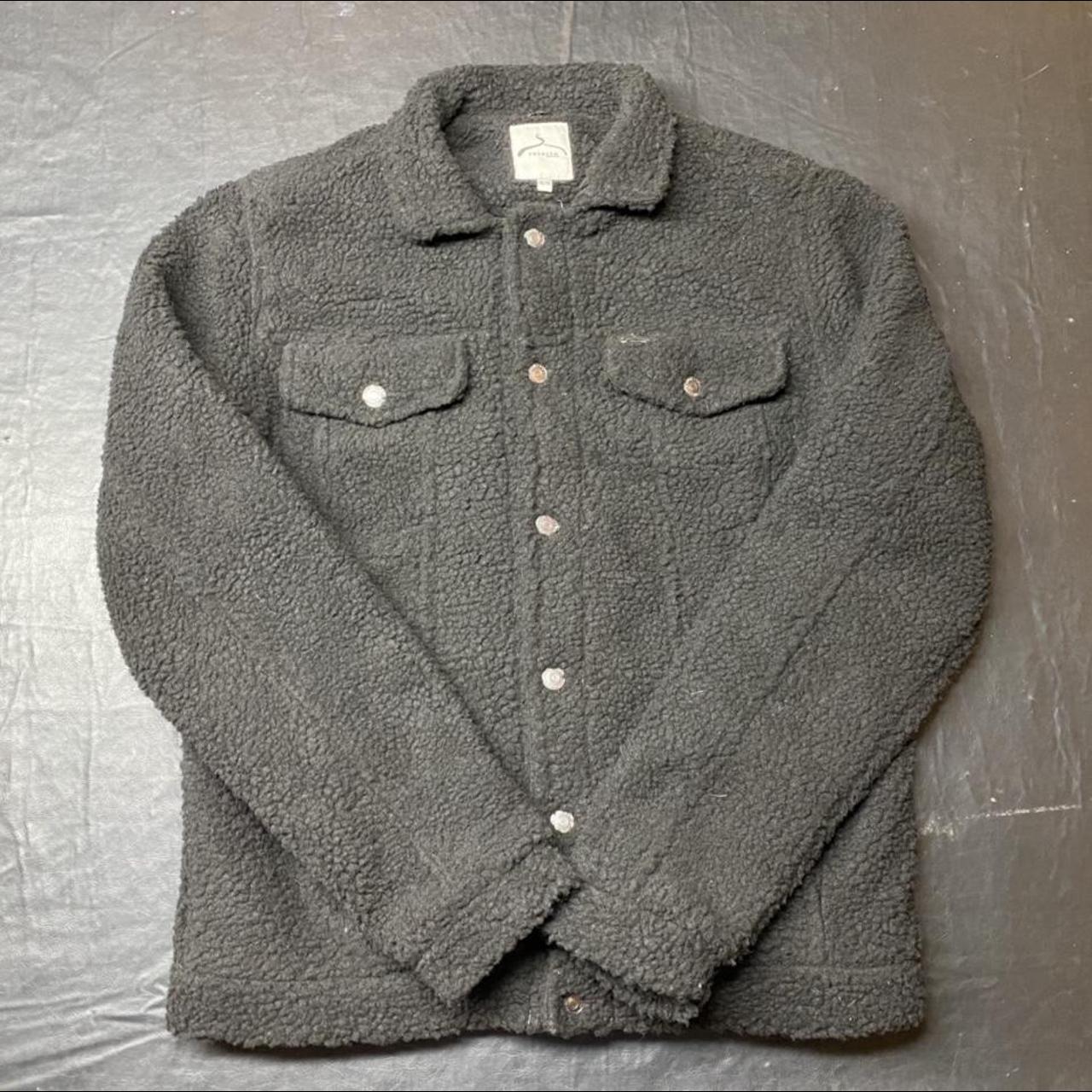 Black Sherpa button-up jacket Purchased from... - Depop
