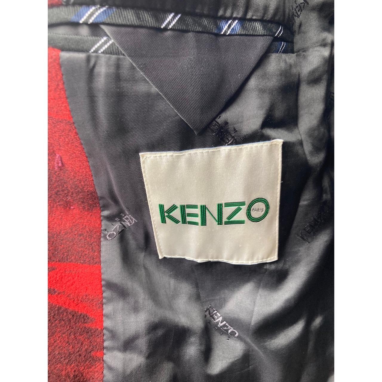 Kenzo Size S Wool coat. Red and Black Cloud print,... - Depop