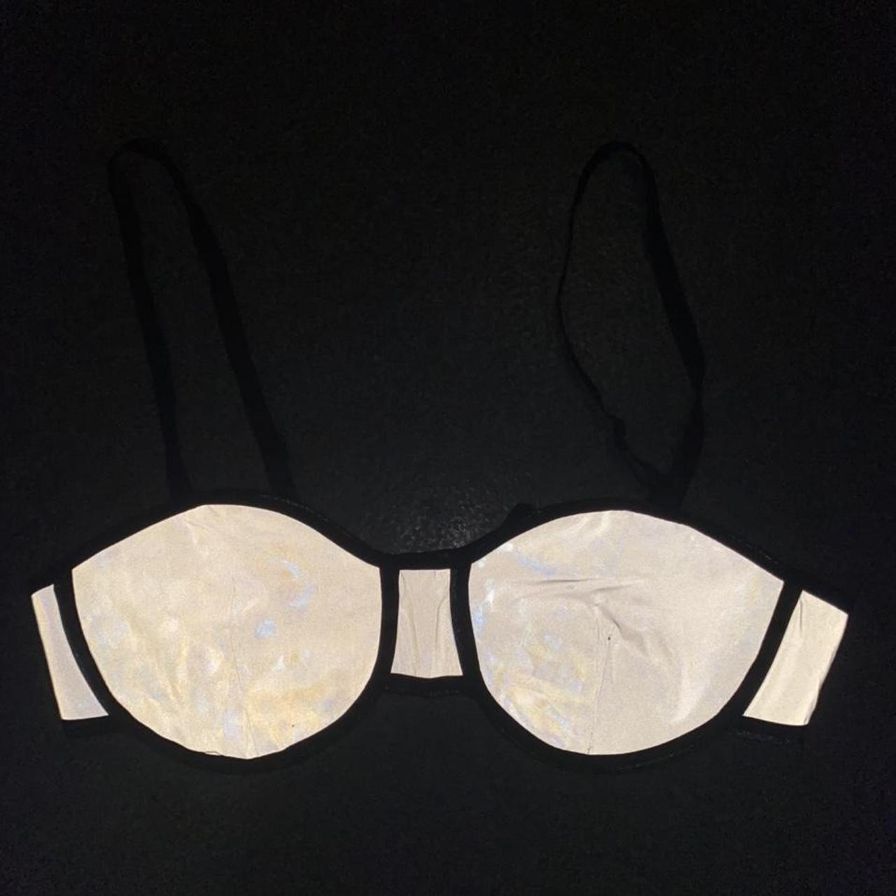 Silver reflective bralet. Never worn only tried on.... - Depop
