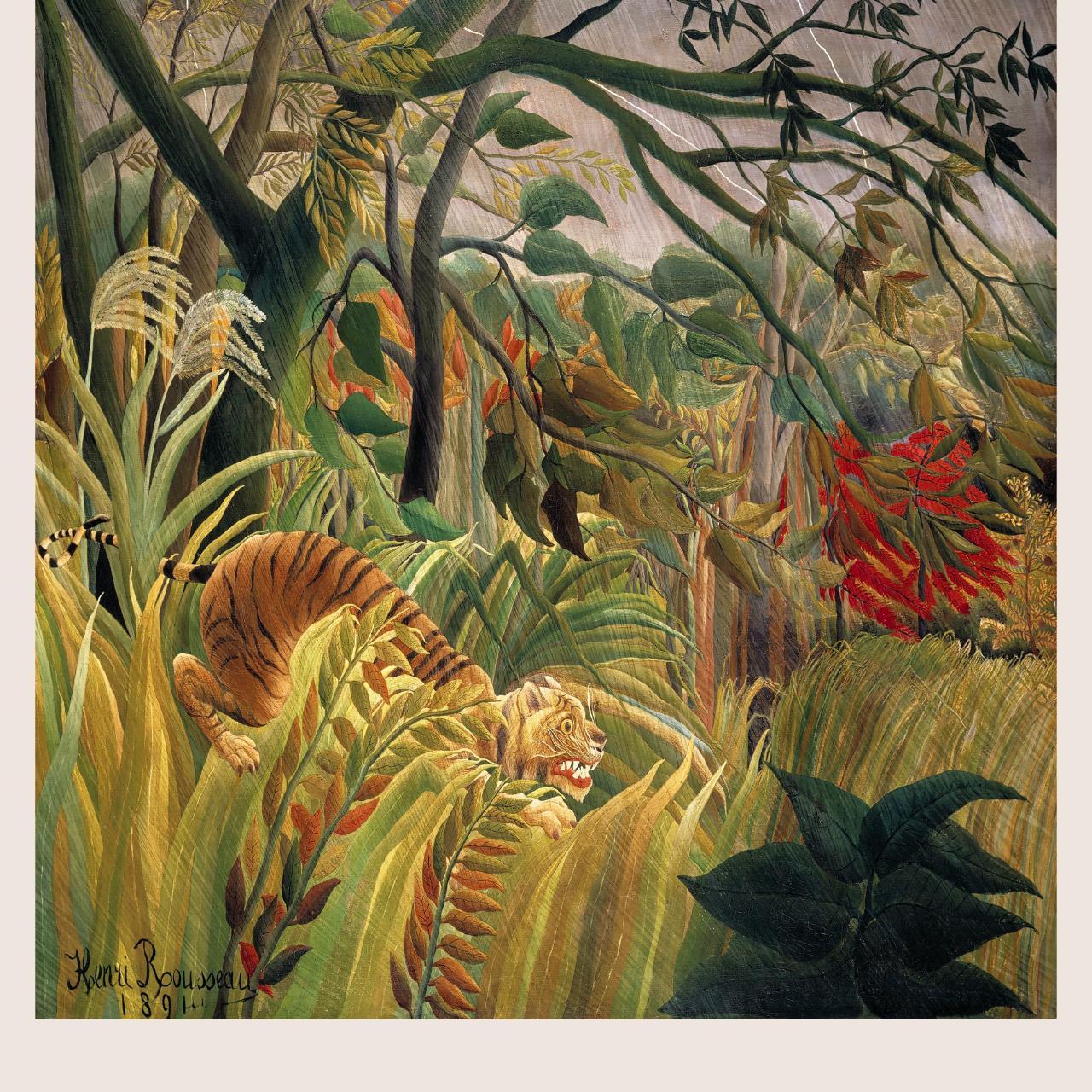 Henri Rousseau's Tiger in a Tropical Storm (1891) ... - Depop