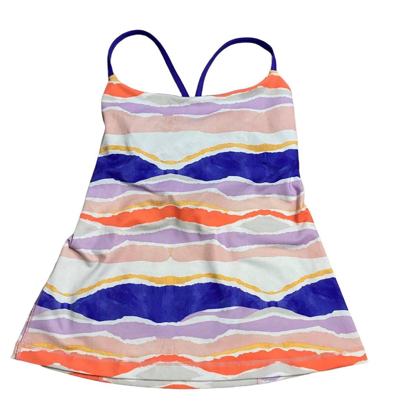 Lululemon Dancing Warrior Tank Bleacher Stripe White... - Depop