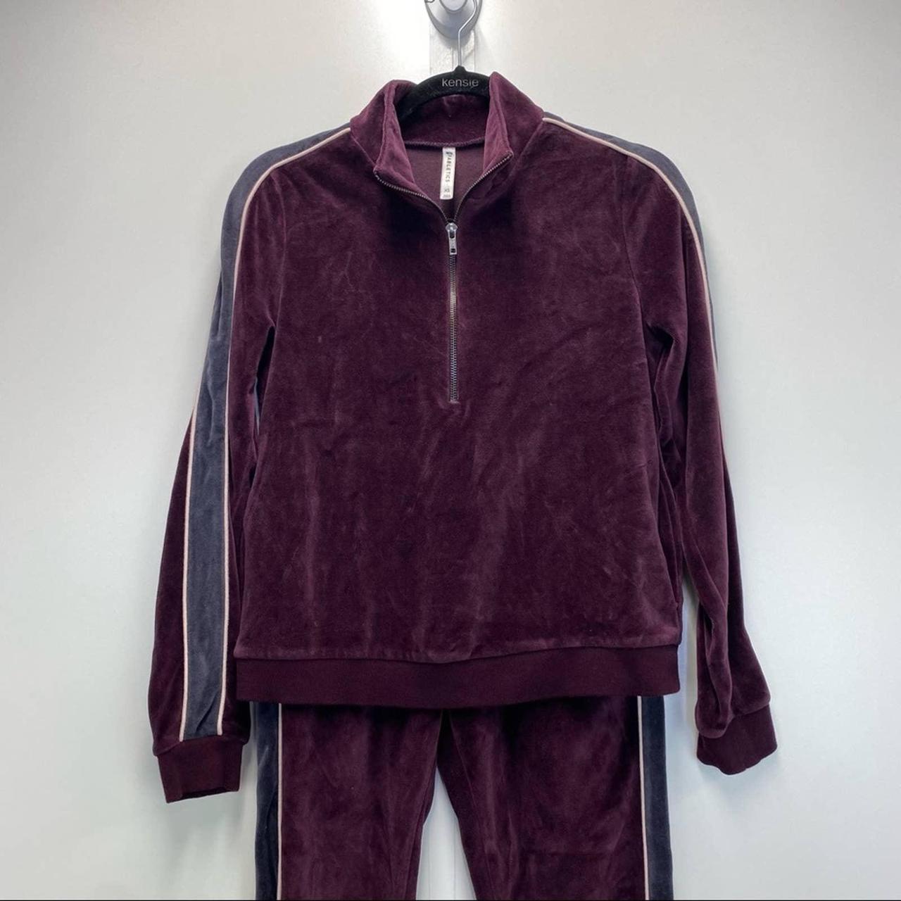 Fabletics Britt Velour Track Suit Set Deep Purple... - Depop