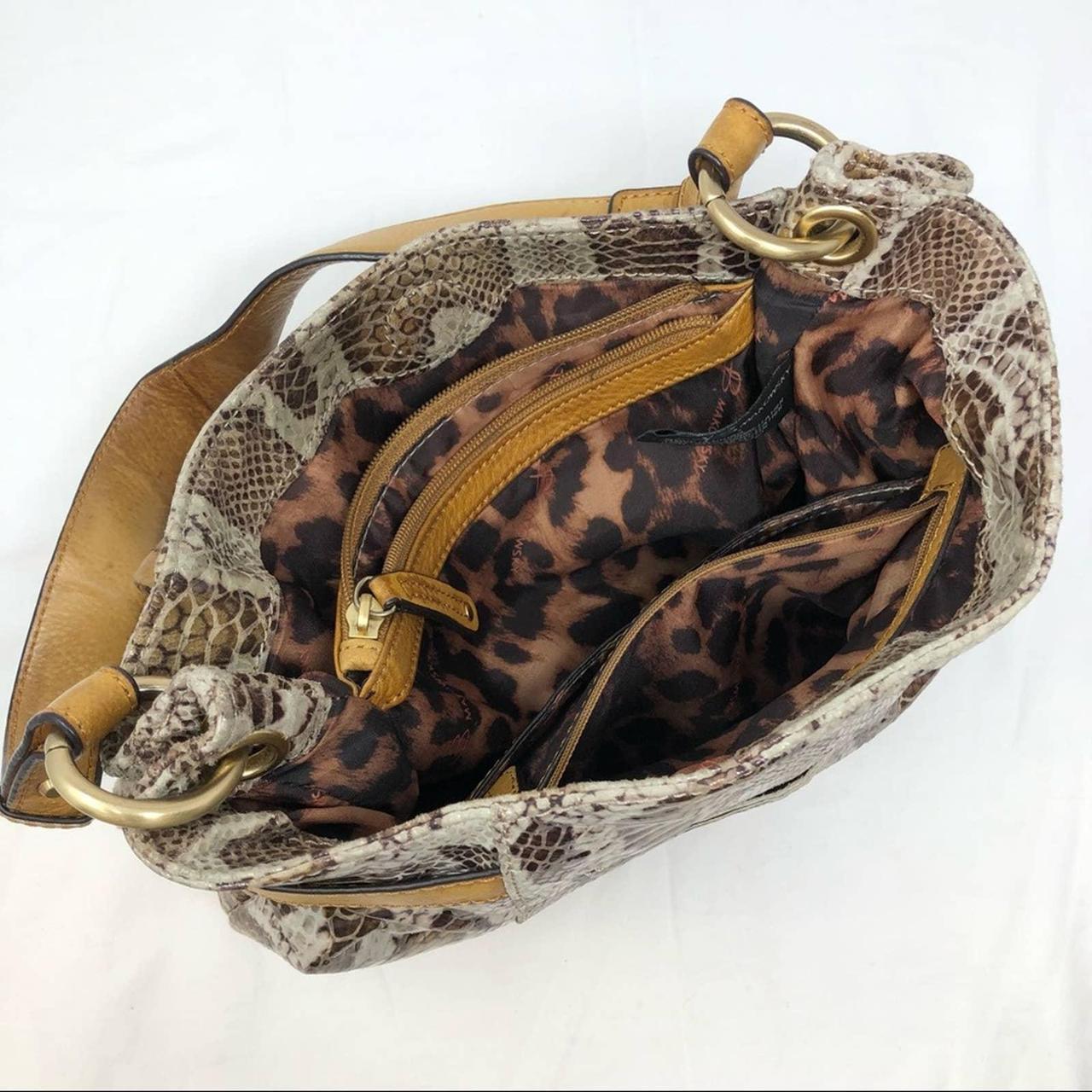 B. Makowsky Snakeskin and Tan Leather Shoulder... - Depop