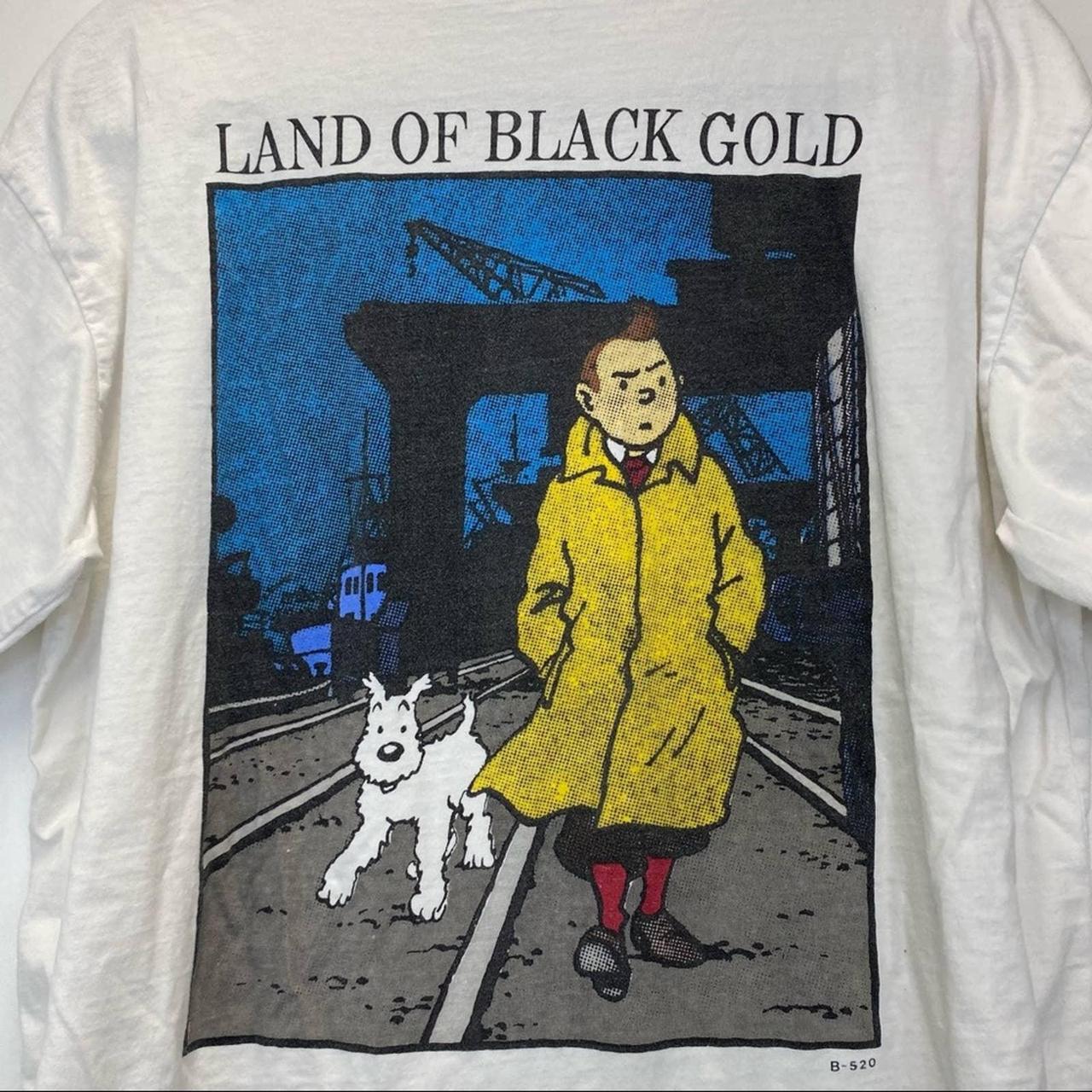 Vintage The Adventures of Tintin T-Shirt XL White... - Depop