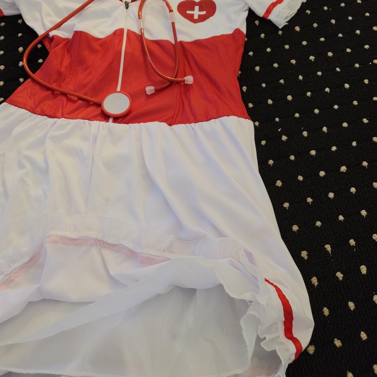 Sexy Nurse Costume With White Thigh High Hose And Depop