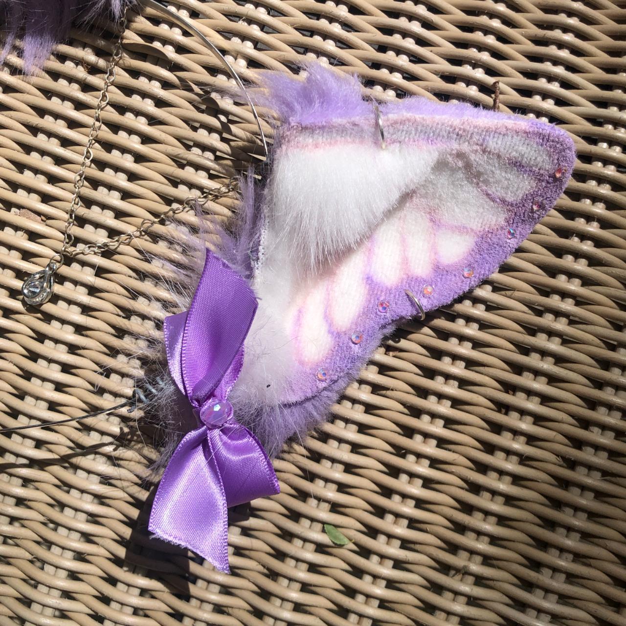 Unknown shop Purple Butterfly Ears with attached... - Depop