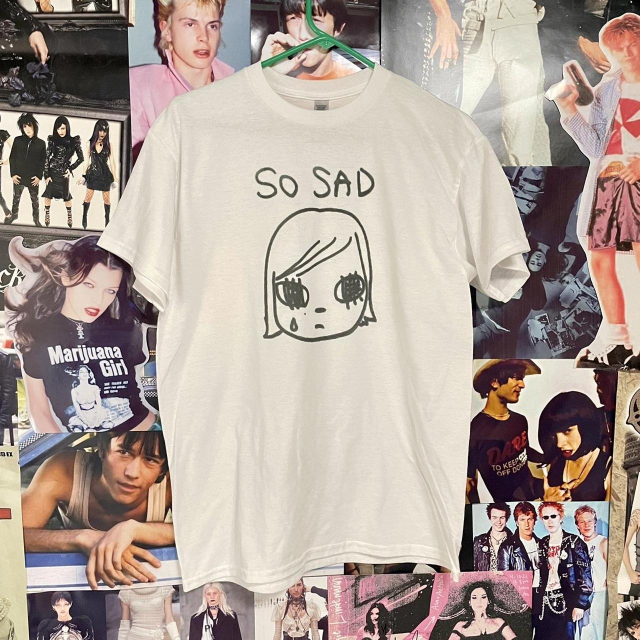 “so sad” white tee 👧 unisex sizes s-xl... - Depop