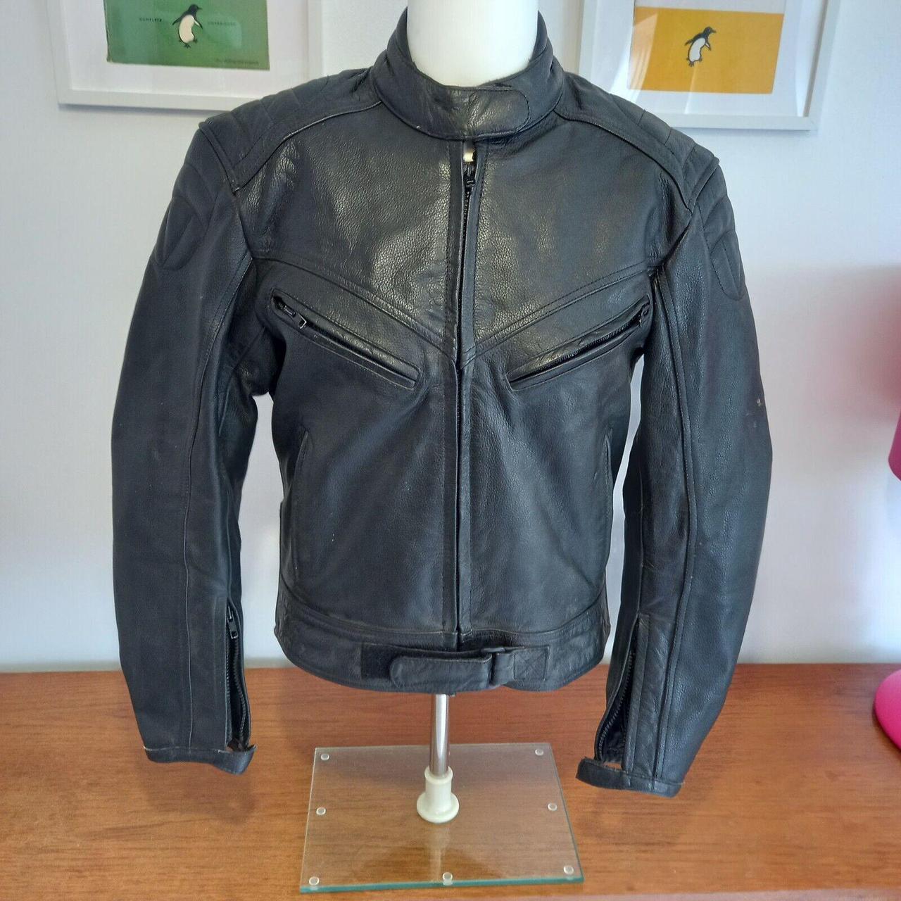 J&S Leather Motorcycle Jacket Black 40 J&S Leather... - Depop