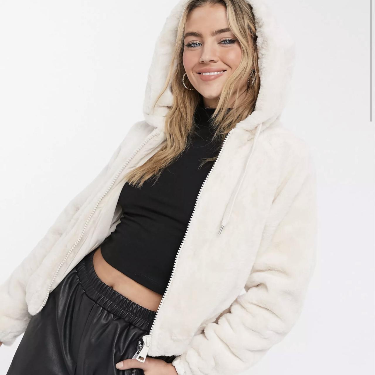 Pimkie faux fur hooded jacket #pimkie - Depop