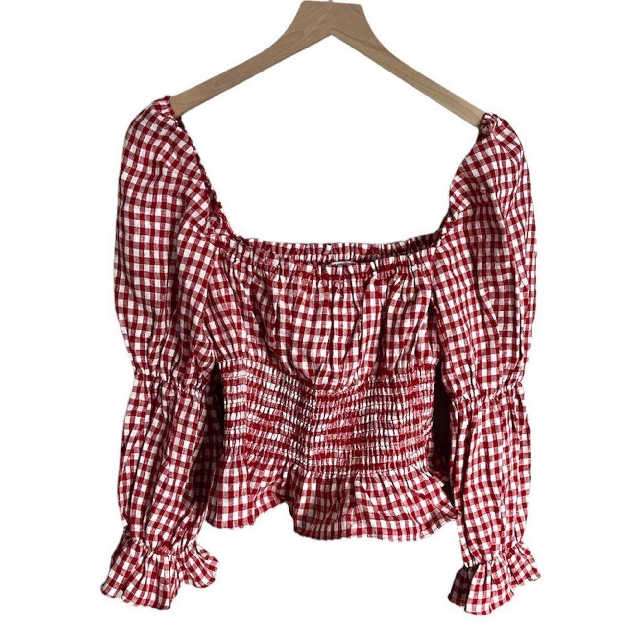 Reformation Women's Red and White Top | Depop