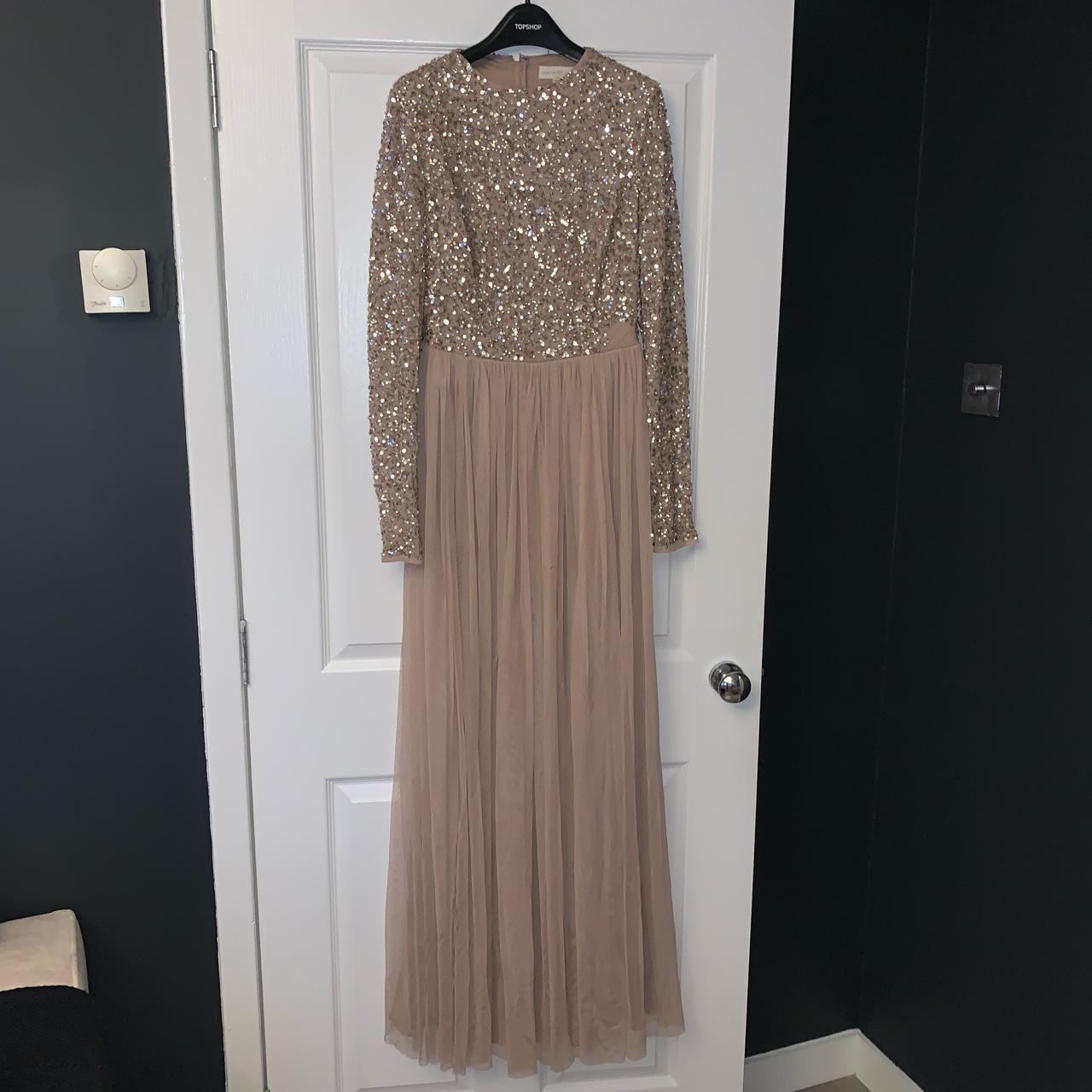 Maya tall sequin dress in blush size 10 some defects... - Depop