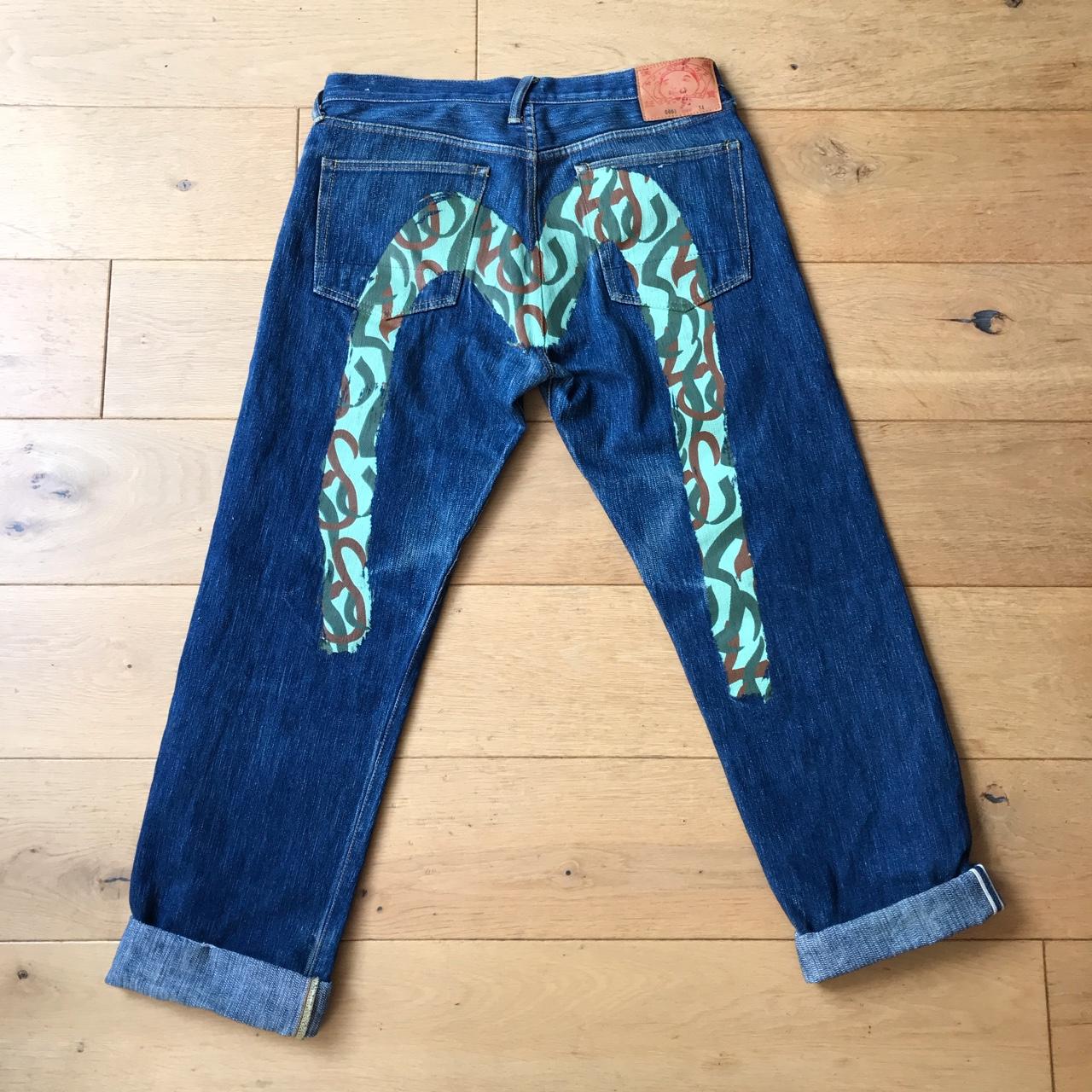 Evisu 001 jeans Camo wing design on back Insane in... - Depop