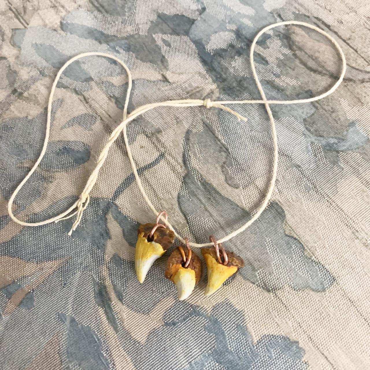Creepy faux animal teeth wrapped in copper and... - Depop