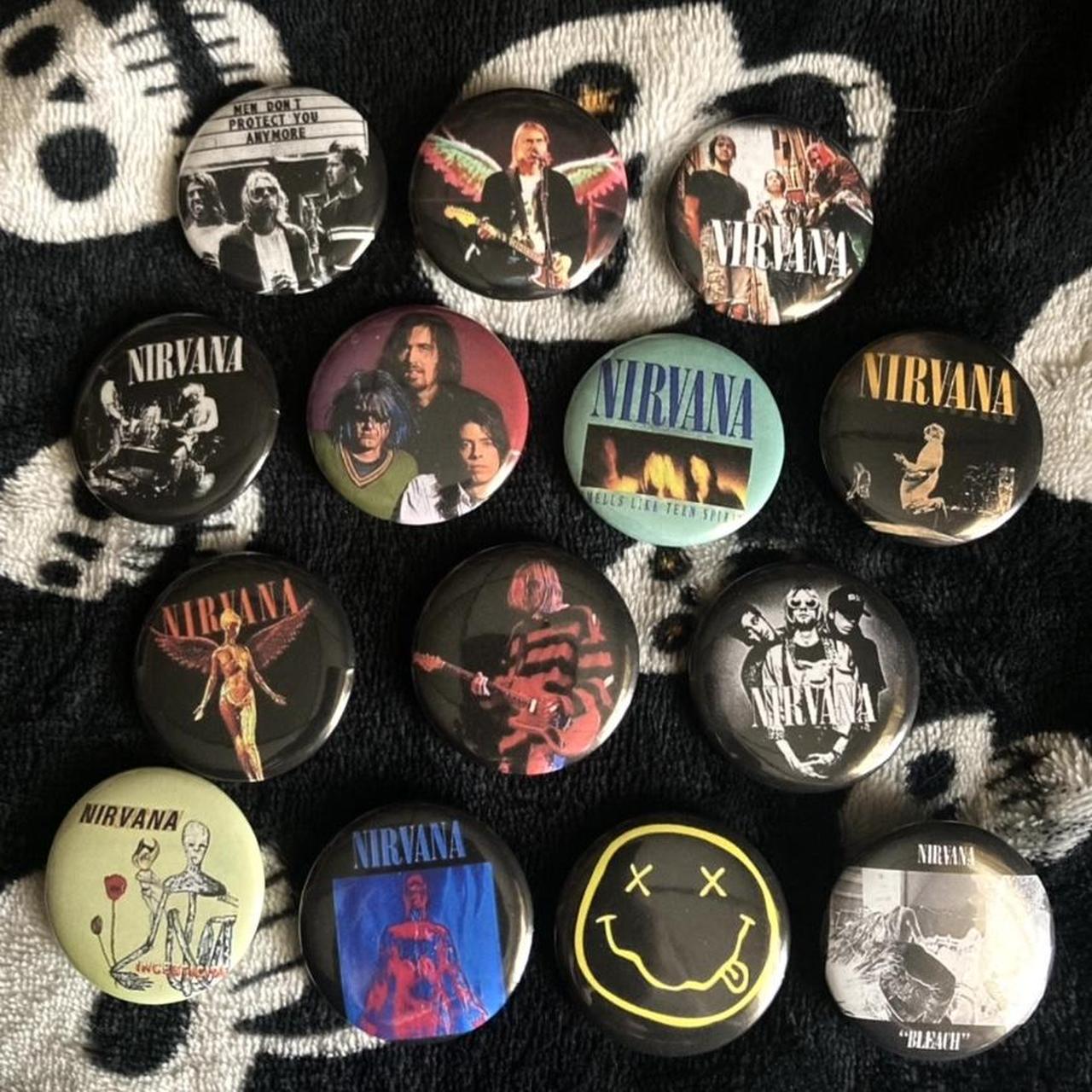 nirvana / kurt cobain grunge band pins the price... - Depop