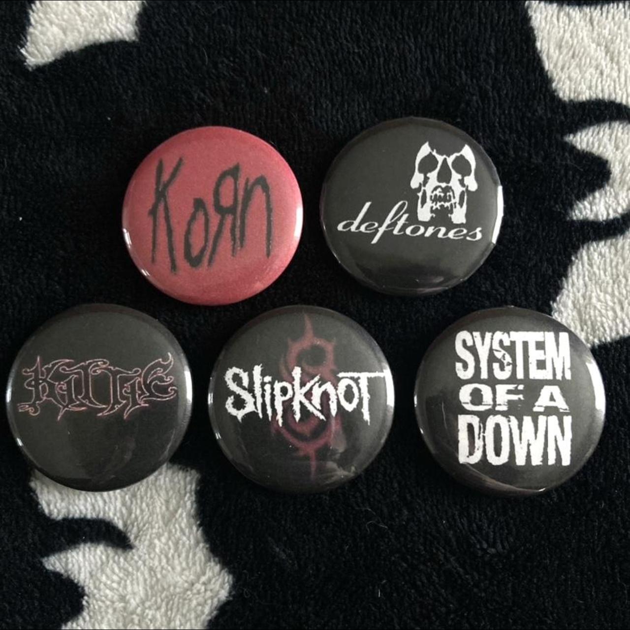 mini set of nu metal band pins! (korn, deftones,... | Depop