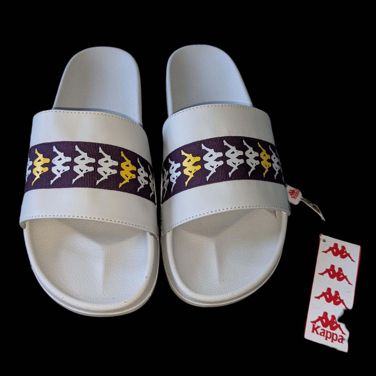 Kappa slides Light grey/ purple/ yellow / white... - Depop