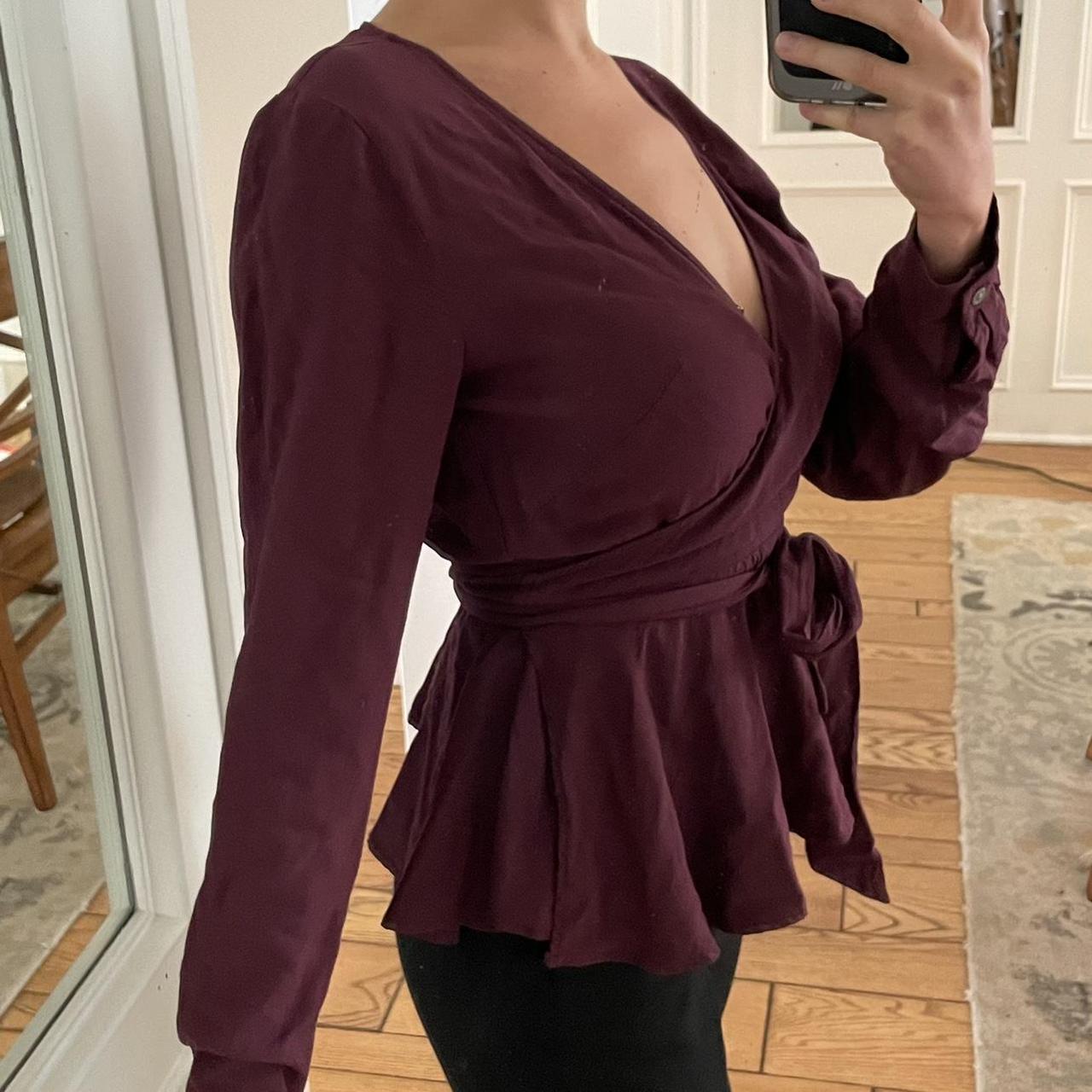 Purple Peplum Wrap Top From Loft Size Xs Really Depop