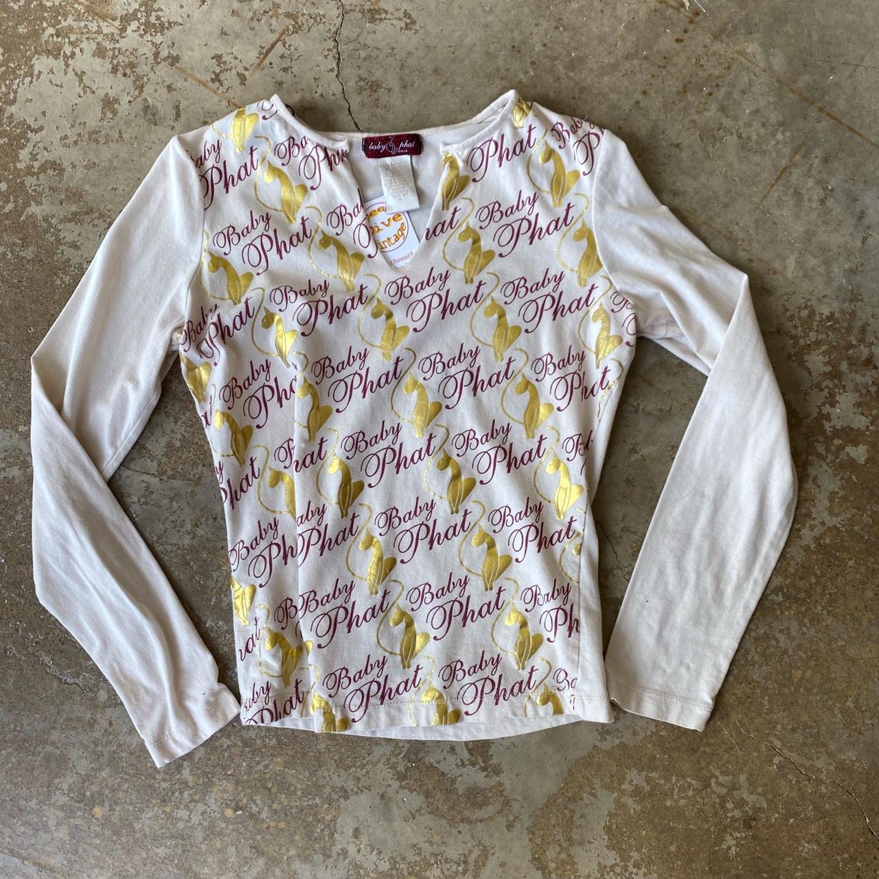 Y2K early 2000s era cream tone baby phat long sleeve... - Depop Y2K early 2000s era cream tone baby phat long sleeve... - Depop