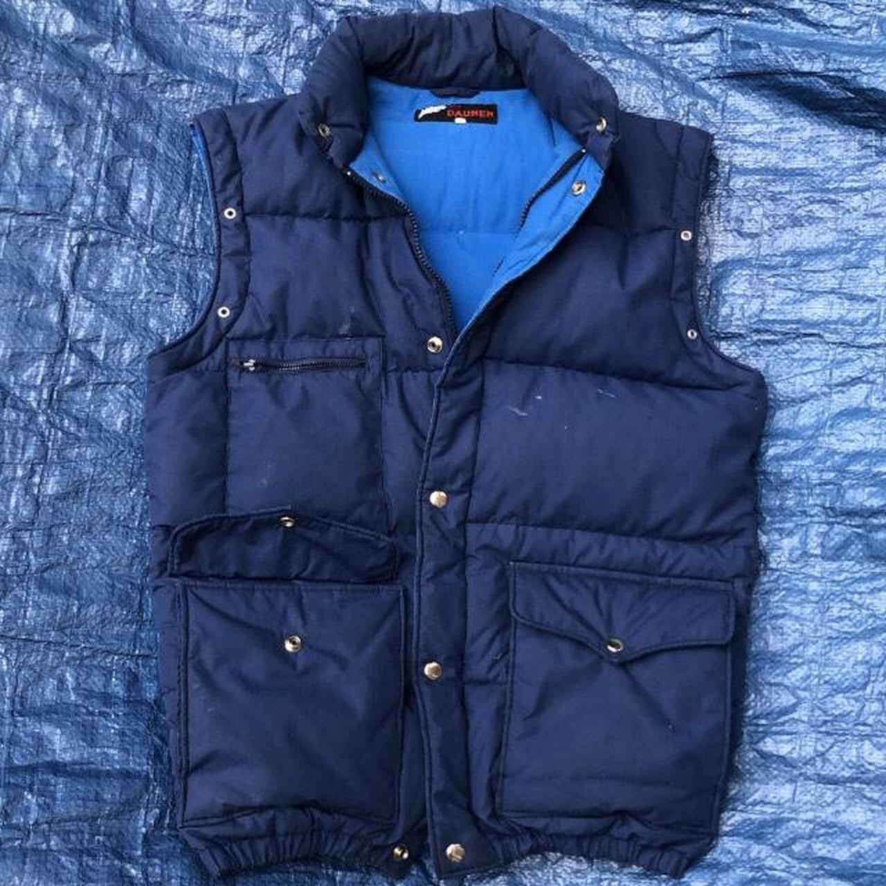 Vintage 00's blue gillet Dark blue with light blue... - Depop