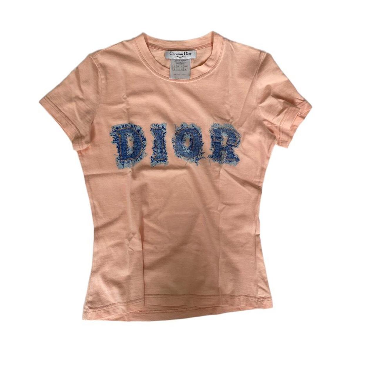 CHRISTIAN DIOR - pastel pink denim Dior logo pink... - Depop