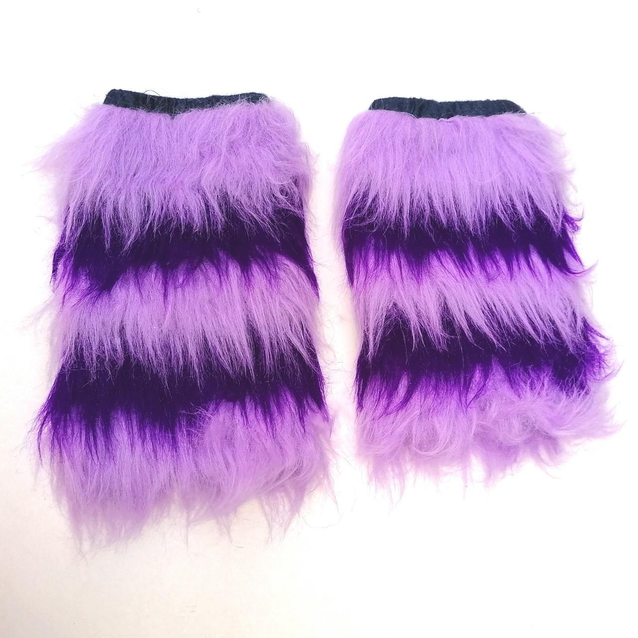 Fluffy Rave Leg Warmers lilac and royal purple... - Depop