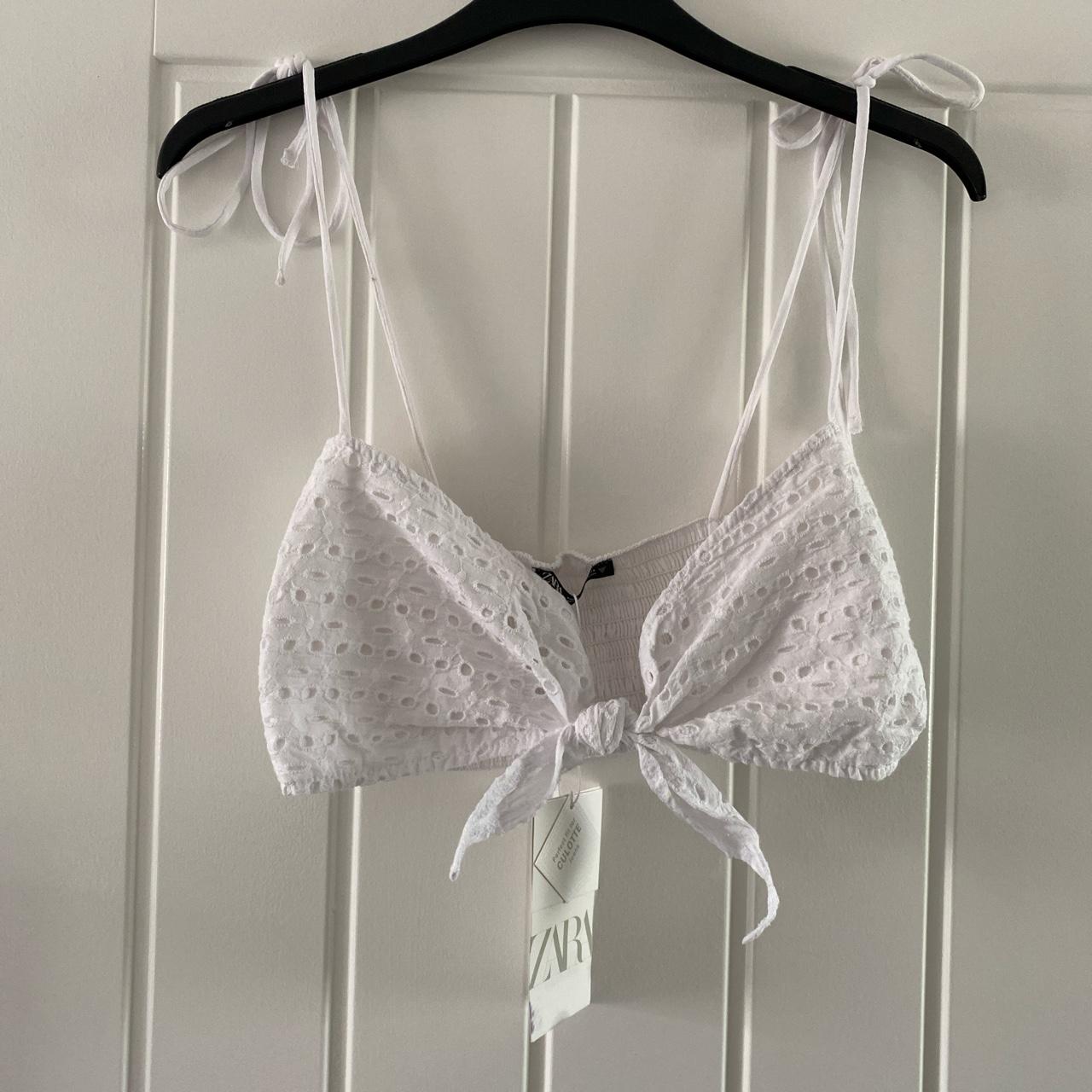 Zara white bralet / size small / BNWT / tieable straps - Depop