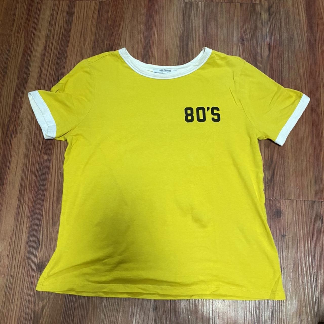Zara 80s yellow ringer shirt Check photos for flaws - Depop