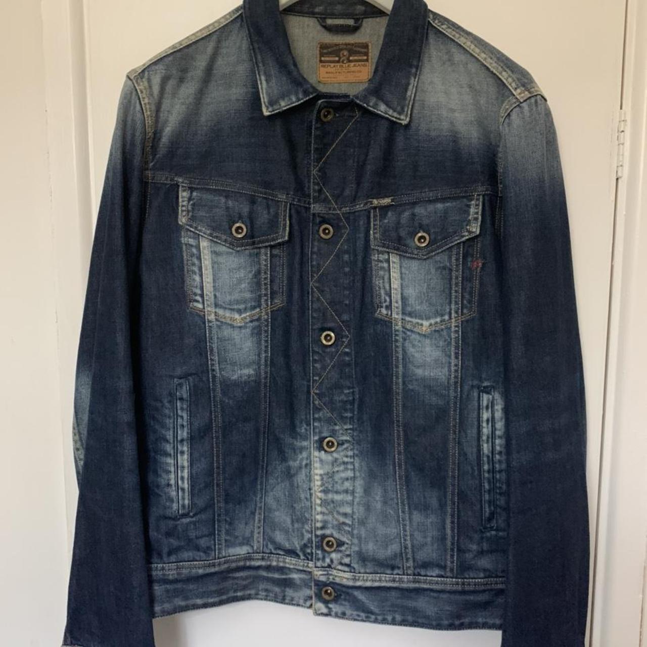 Replay denim jacket dark stone washed Worn a few... - Depop