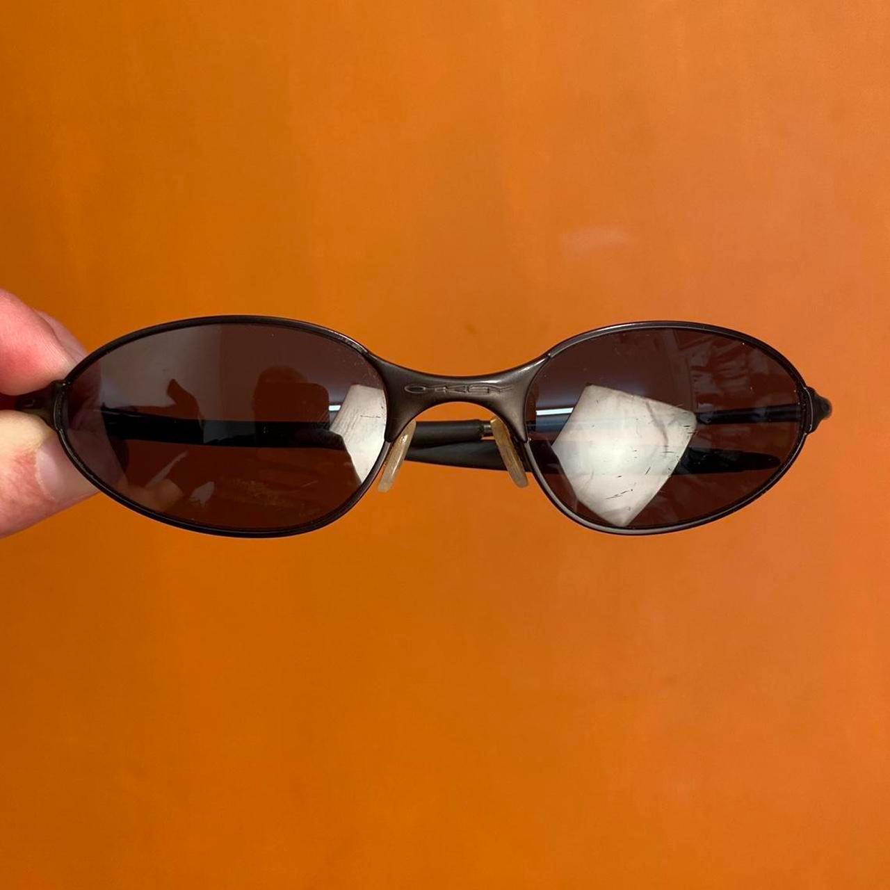 Oakley Round Sunglasses Y2K A-Wire Model Black... - Depop