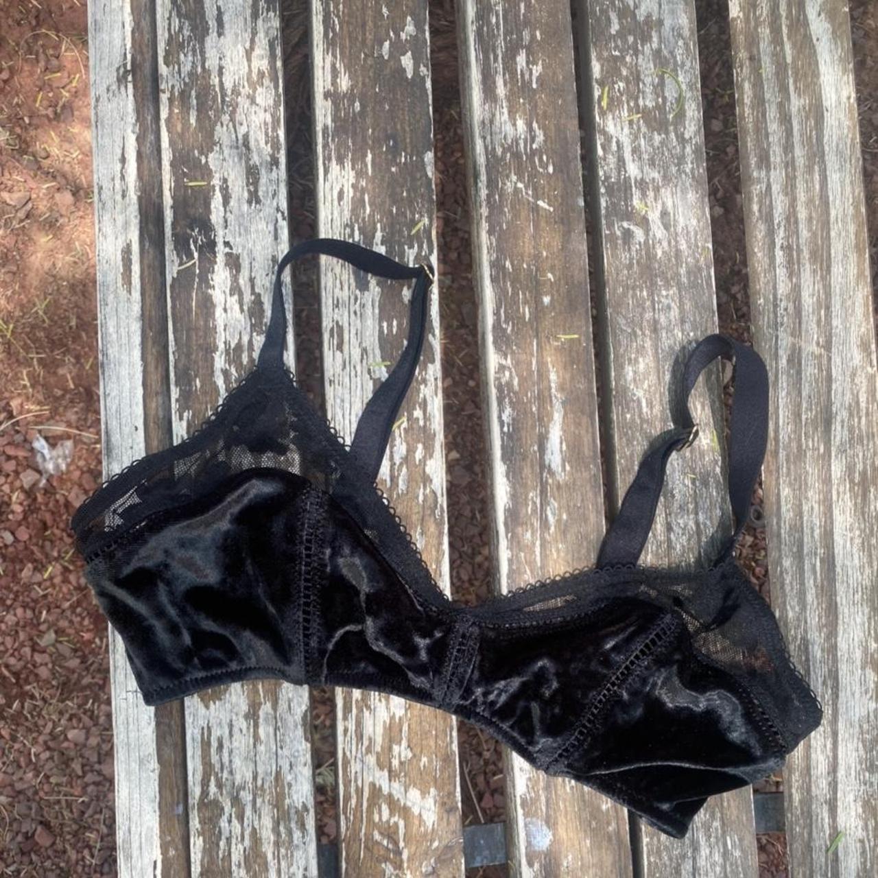 Victorias Secret Black Velvet Bralette Size Depop