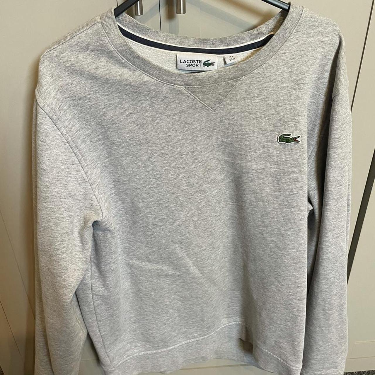 Lacoste Grey crew neck jumper Medium Fits true to... - Depop