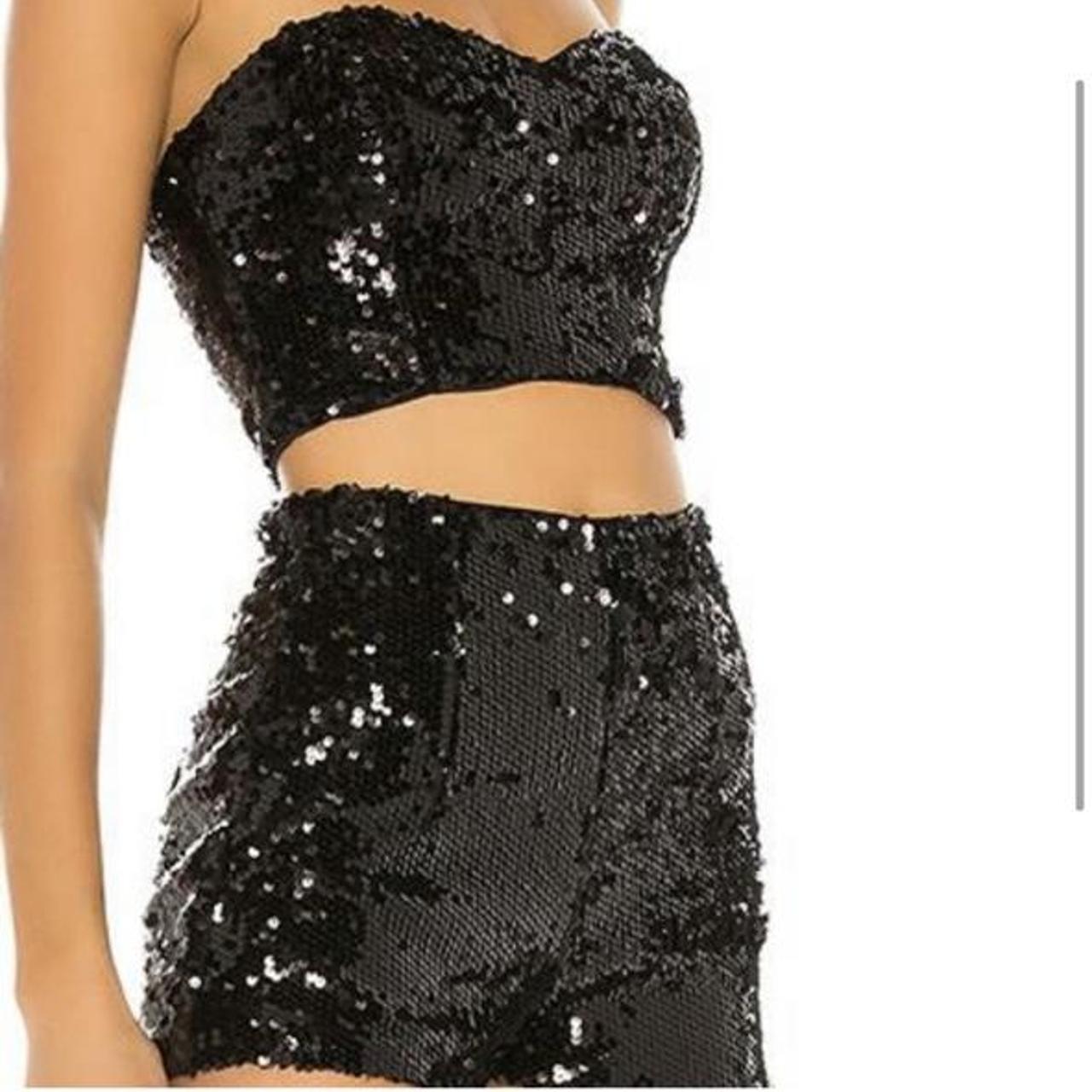Superdown Estelle Sequin Short Set in Black.... - Depop