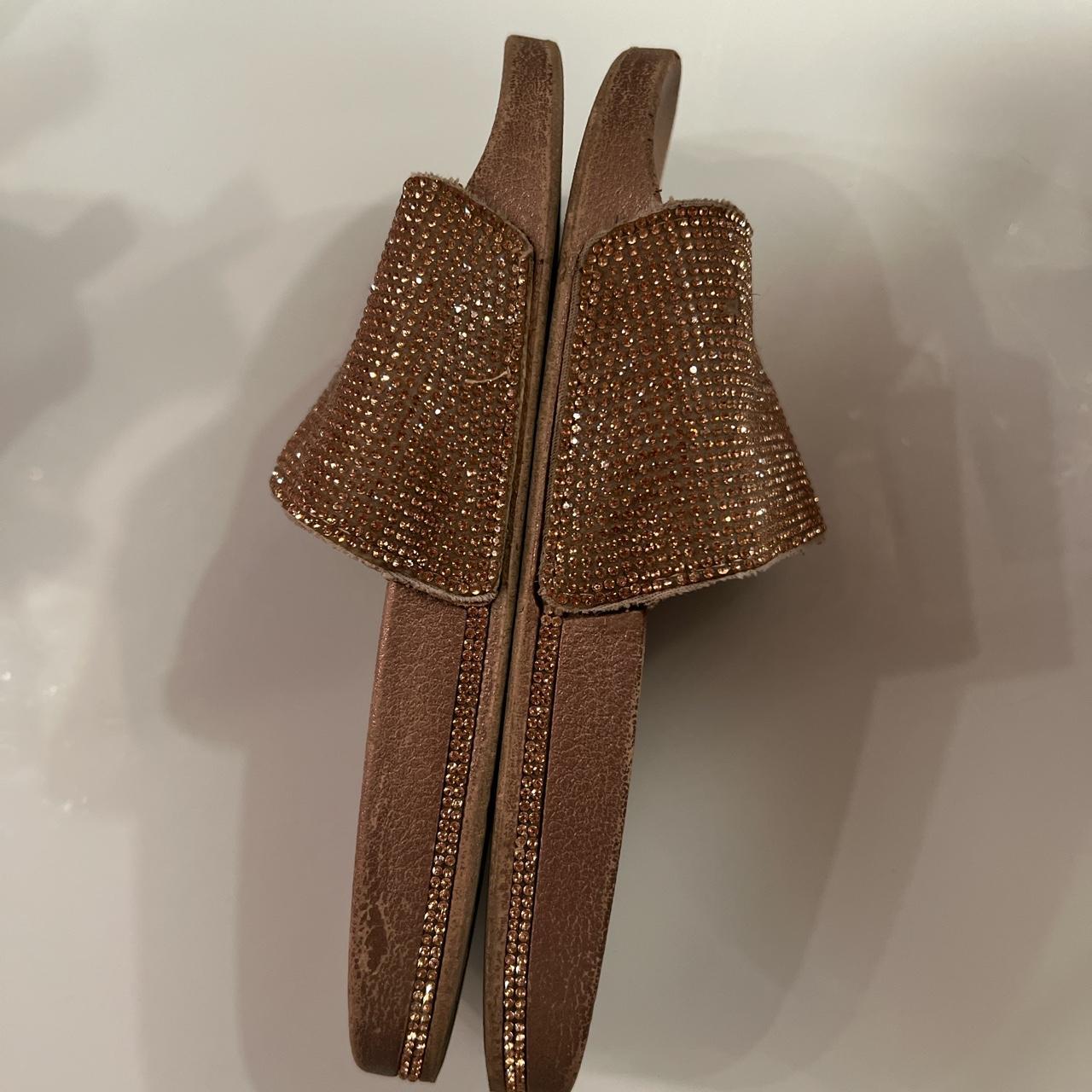 Primark Women's Gold Slides | Depop