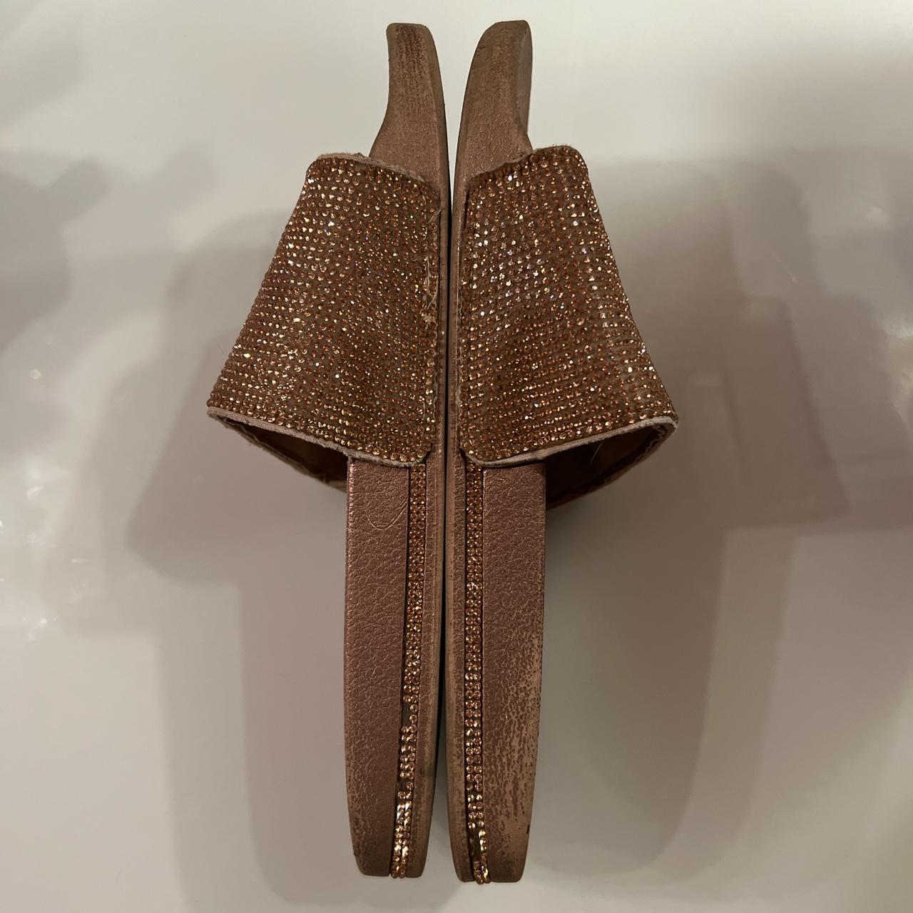 Primark Women's Gold Slides | Depop