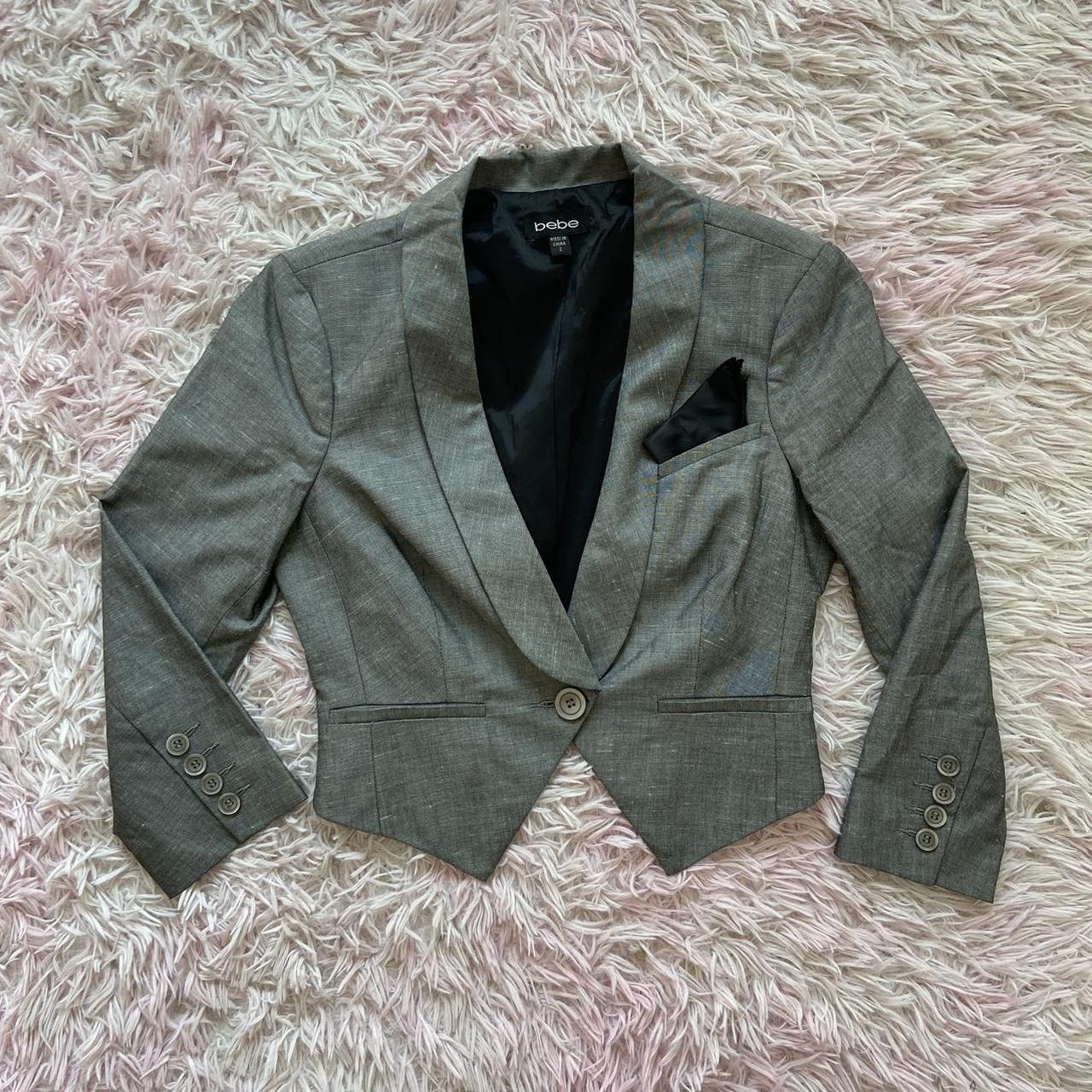 Bebe Women's Black and Grey Jacket | Depop